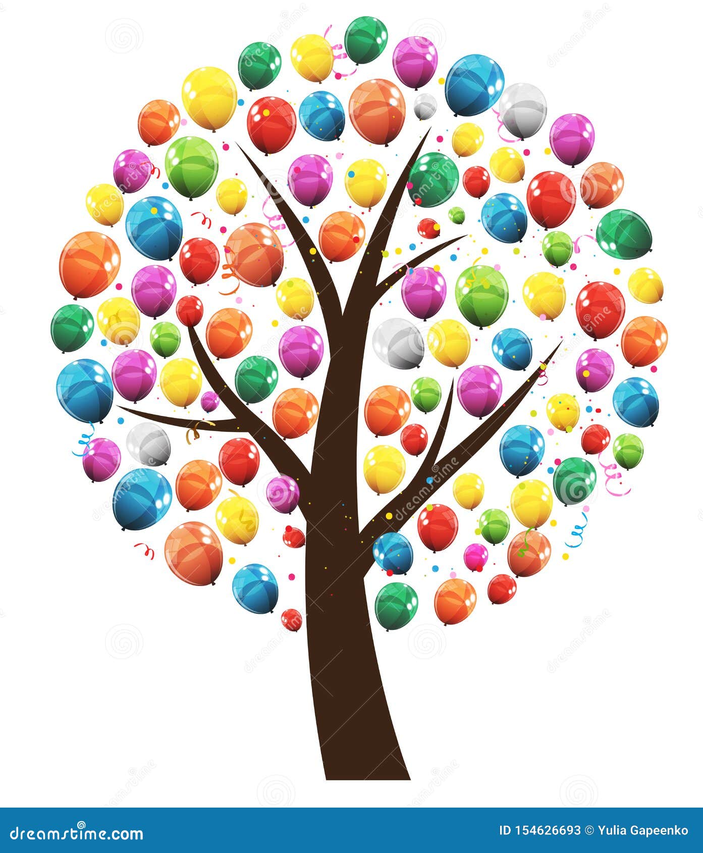 Abstract Vector Happy Birthday Tree with Balloons Illustration Stock ...