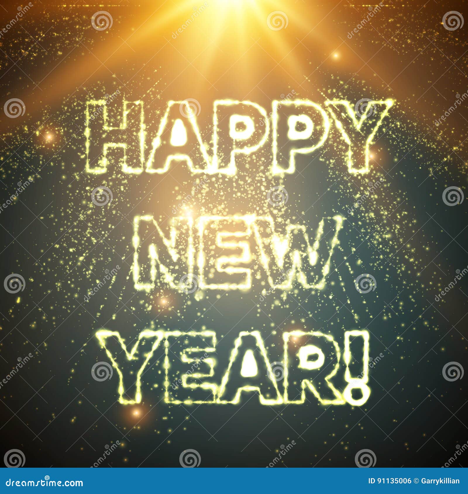 Abstract Vector Happy New Year Background. Explosion of Glowing ...