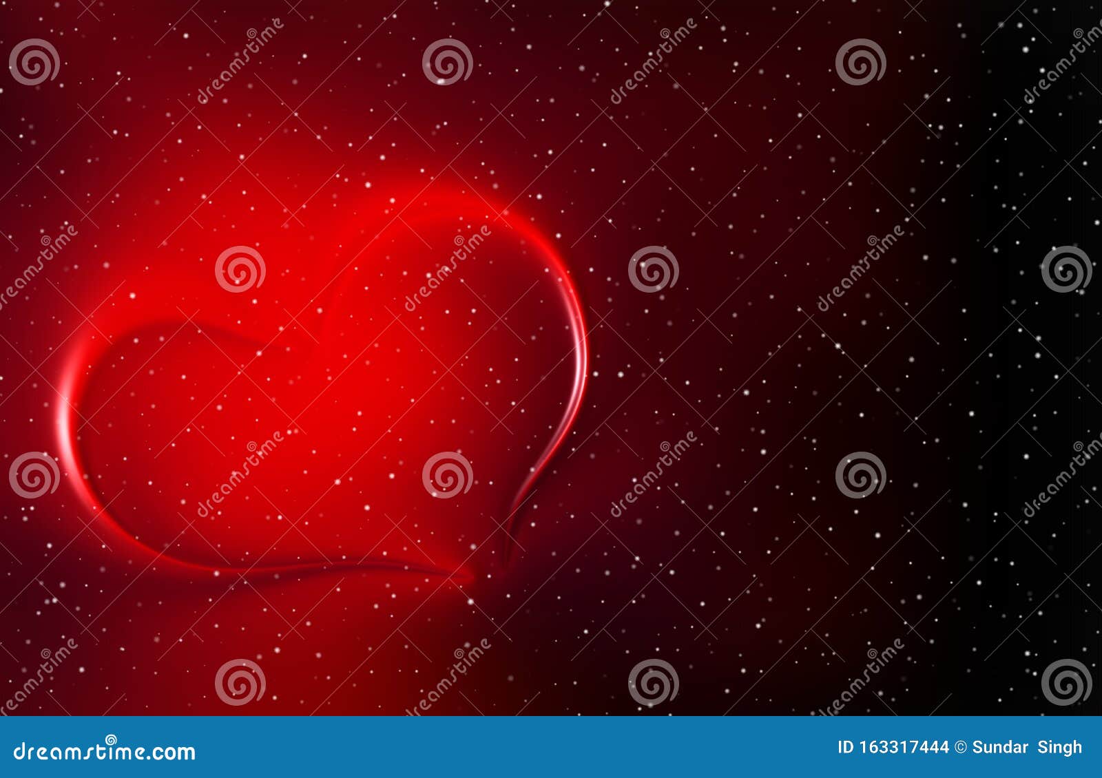 Abstract Red Heart on Black Background. Stock Illustration ...