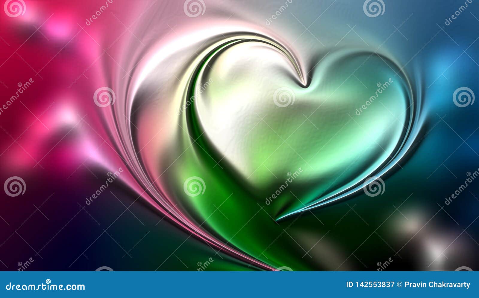 Abstract Vector Heart with Multicolored Shaded Wavy Background with ...