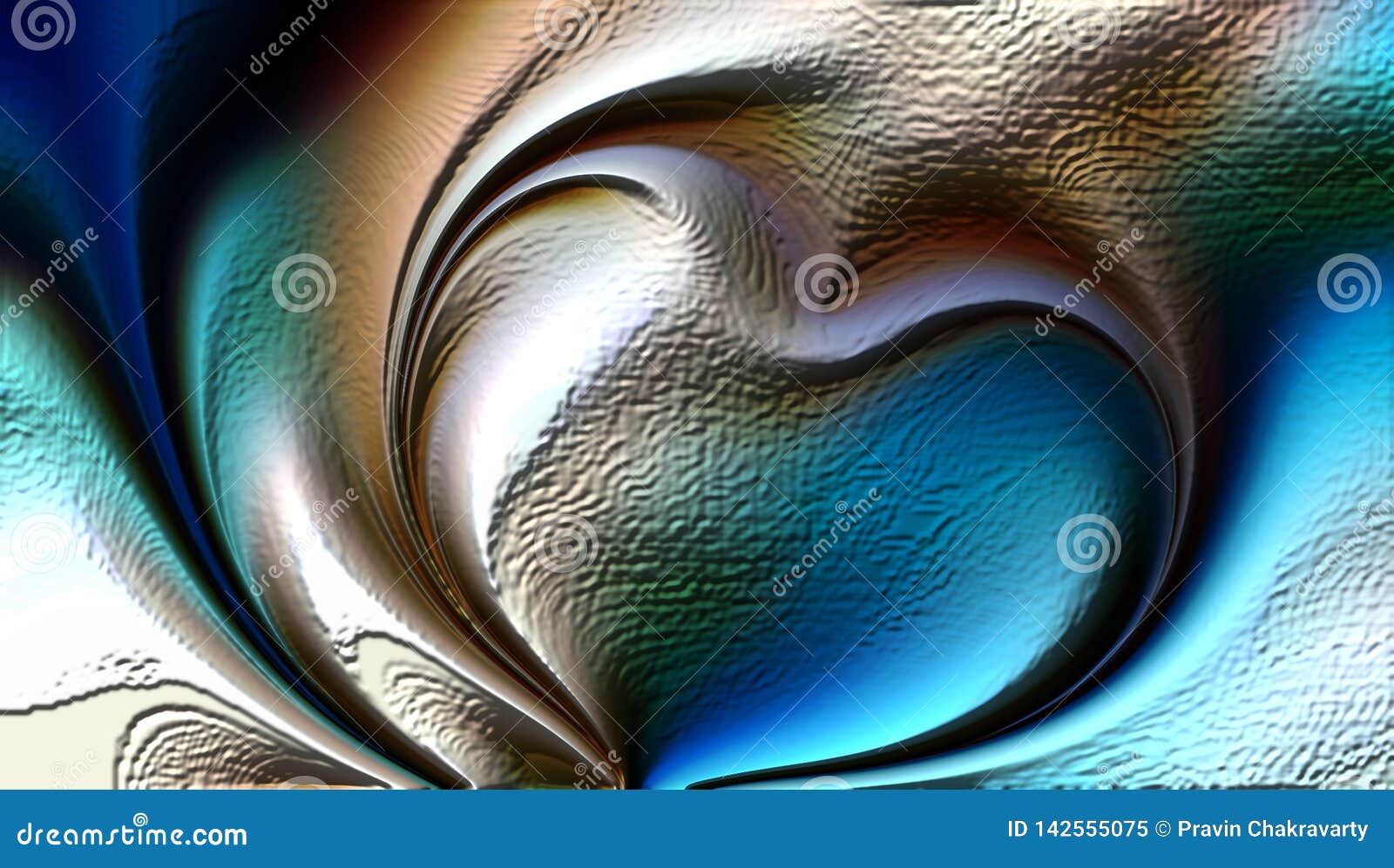Abstract Vector Heart with Multicolored Shaded Wavy Background with ...