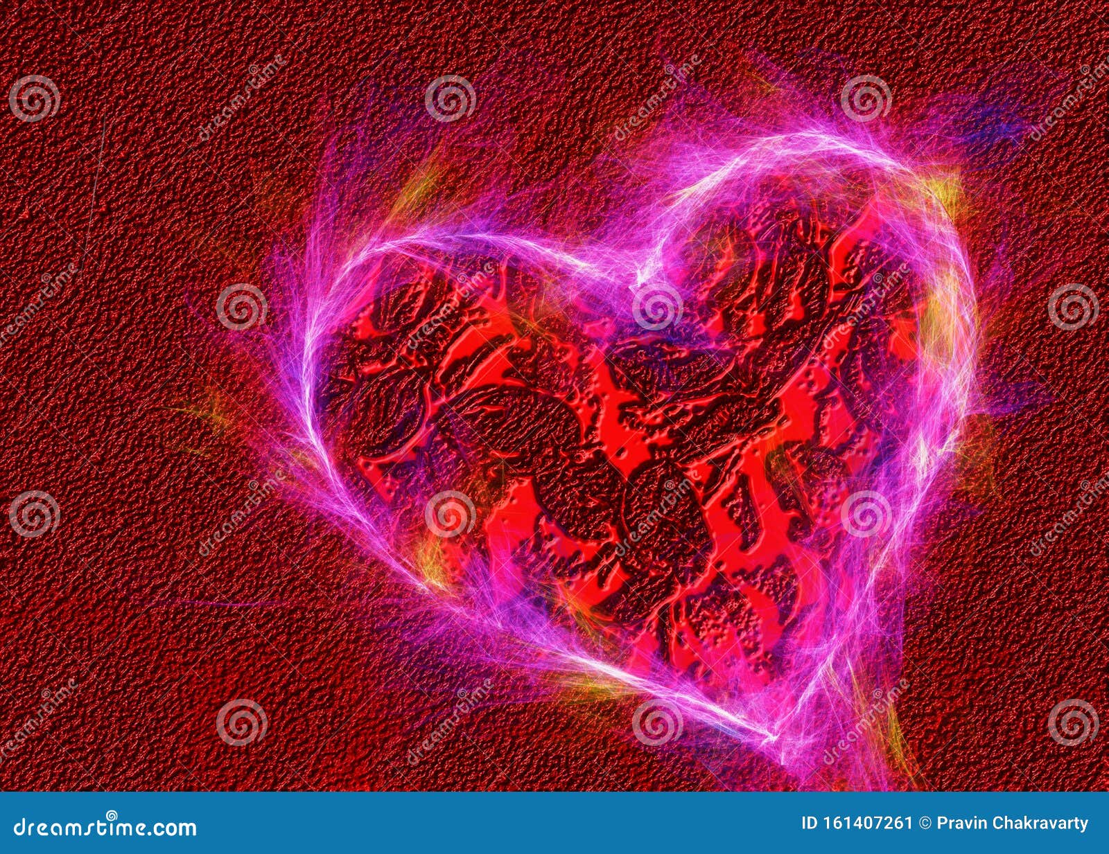 Abstract Vector Heart with Multicolored Shaded Wavy Background with ...