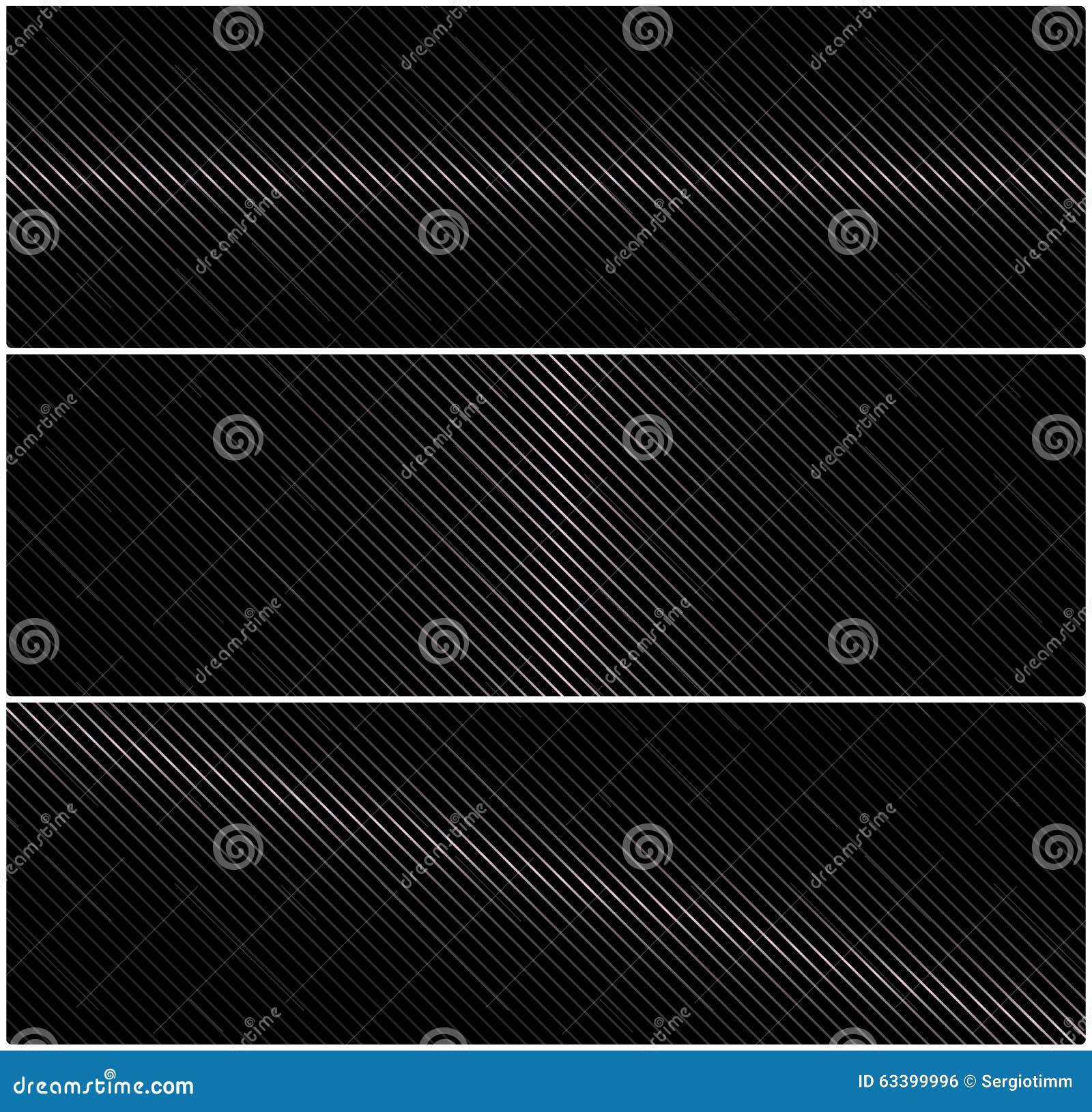 3 Abstract Vector Horizontal Banner with Metal Grid on a Black ...