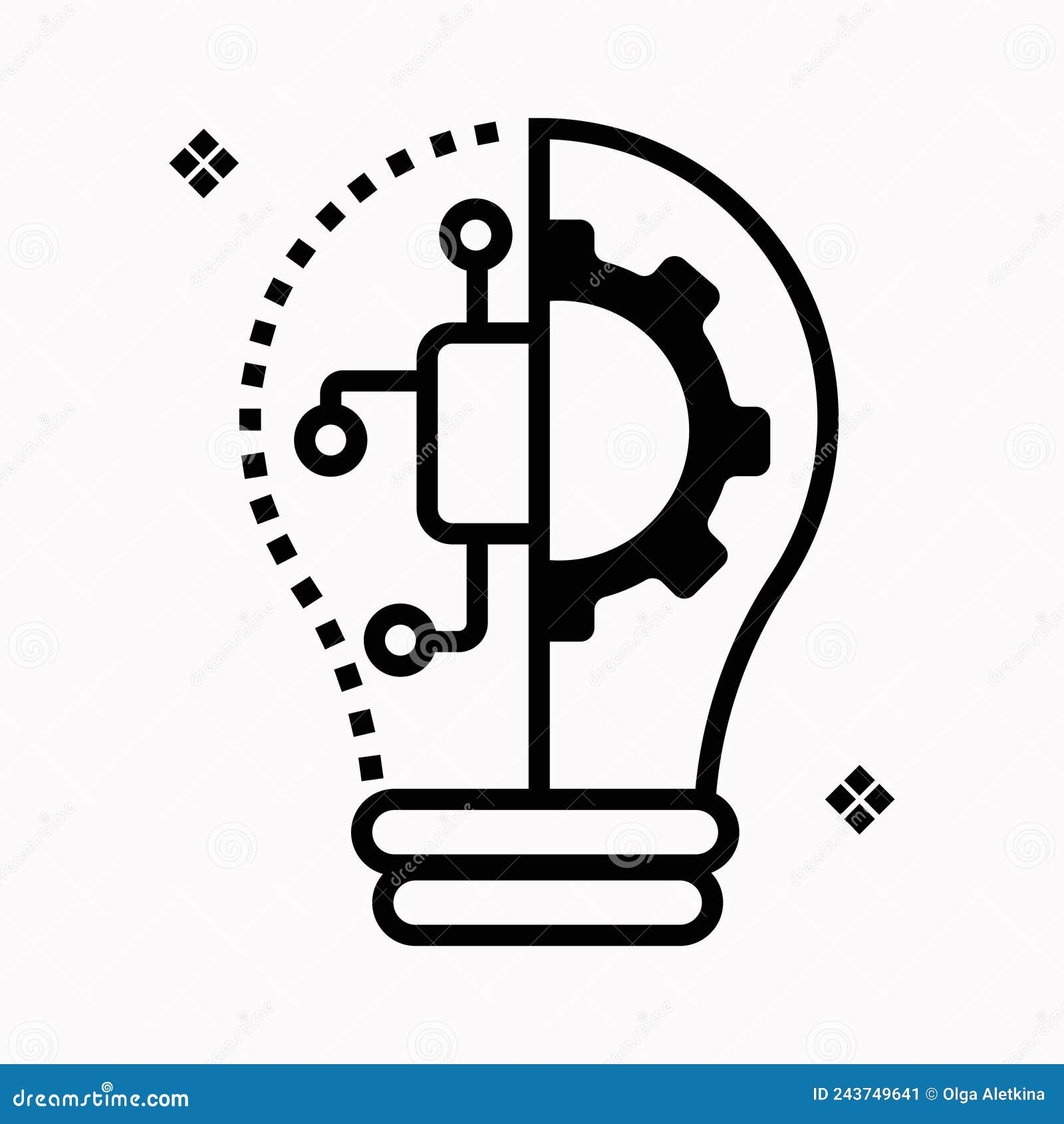 Light Bulb and Cog Inside. High Quality Black Style Vector Icons Stock ...
