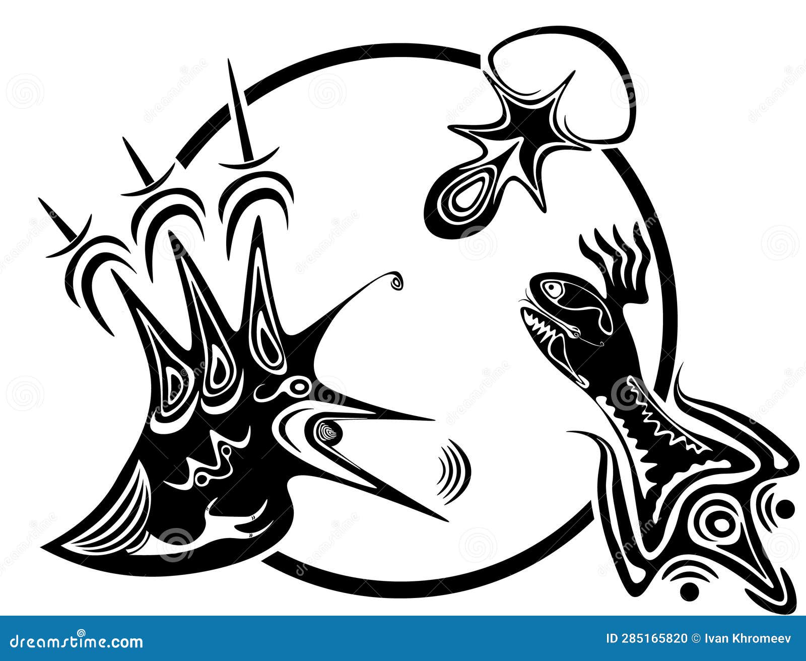 Triad of Existence: Avian, Ethereal, and Serpent Forms Stock Vector ...