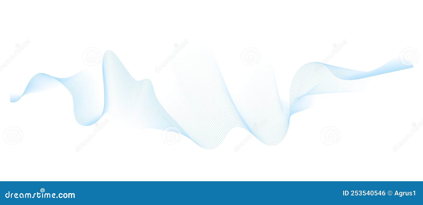 Abstract Vector Illustration of Blue Colored Wave Lines on White ...