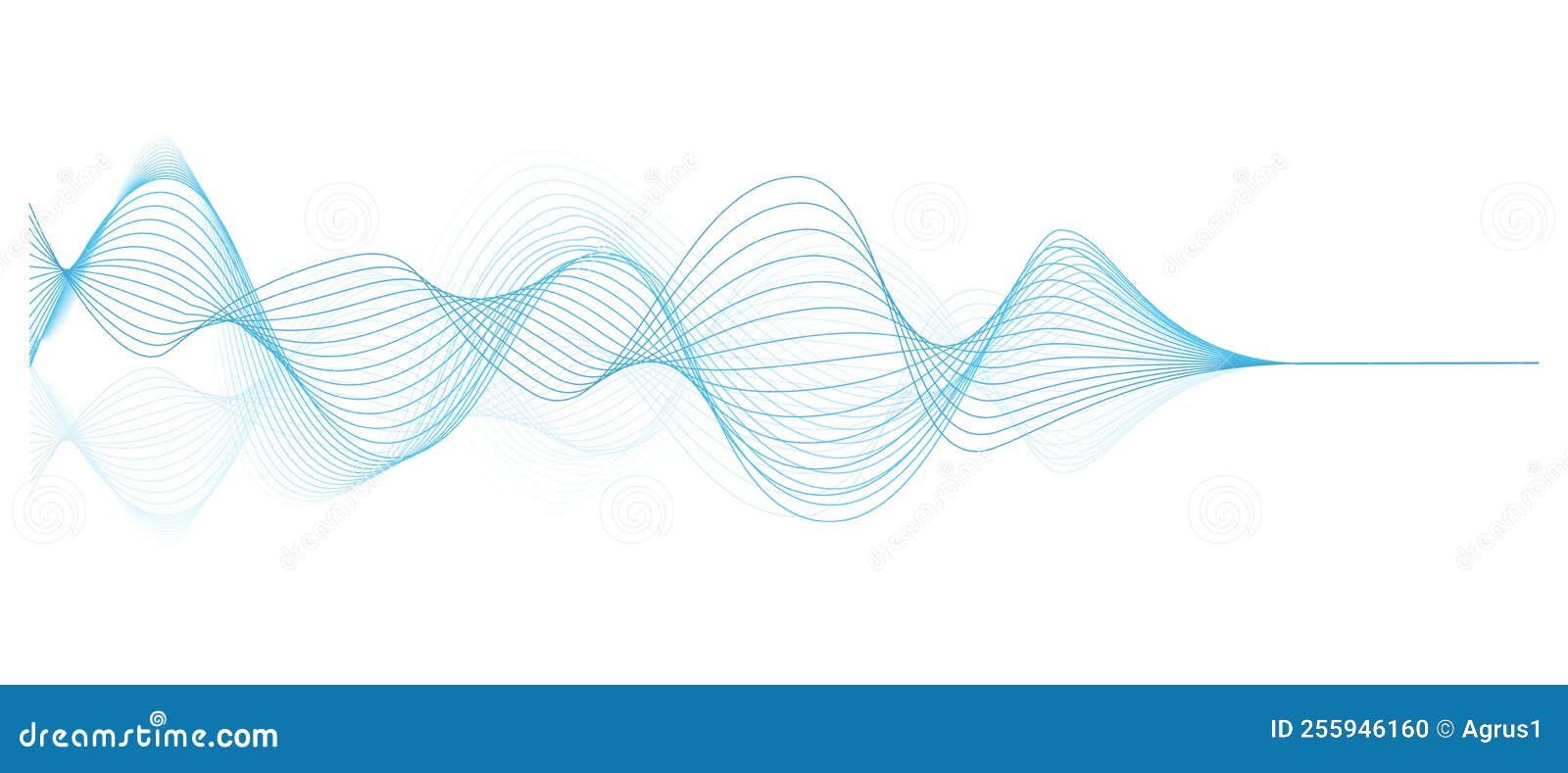 Abstract Vector Illustration of Blue Colored Wave Lines on White ...