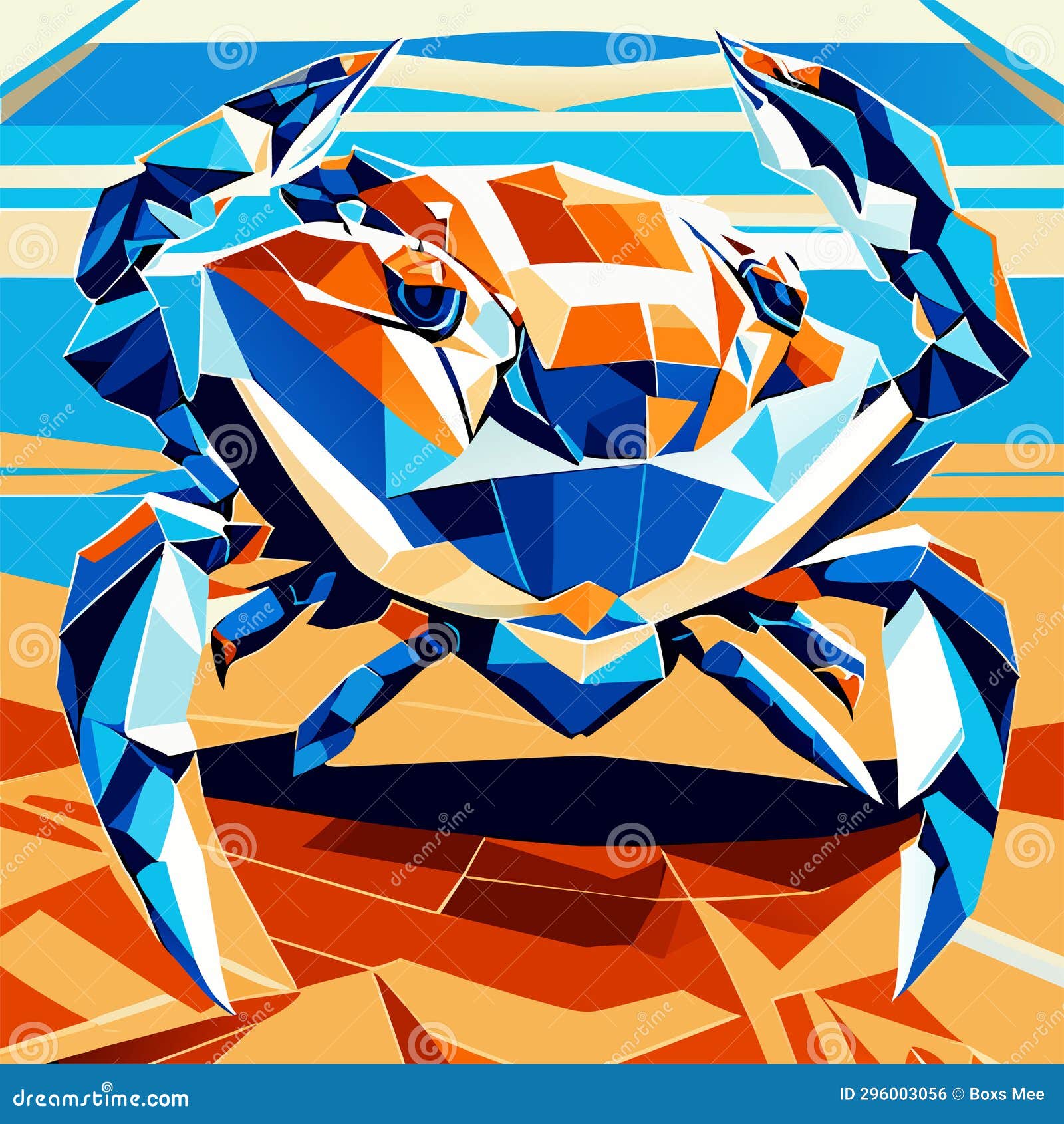 Abstract Vector Illustration of a Blue Crab in Low Poly Style on ...