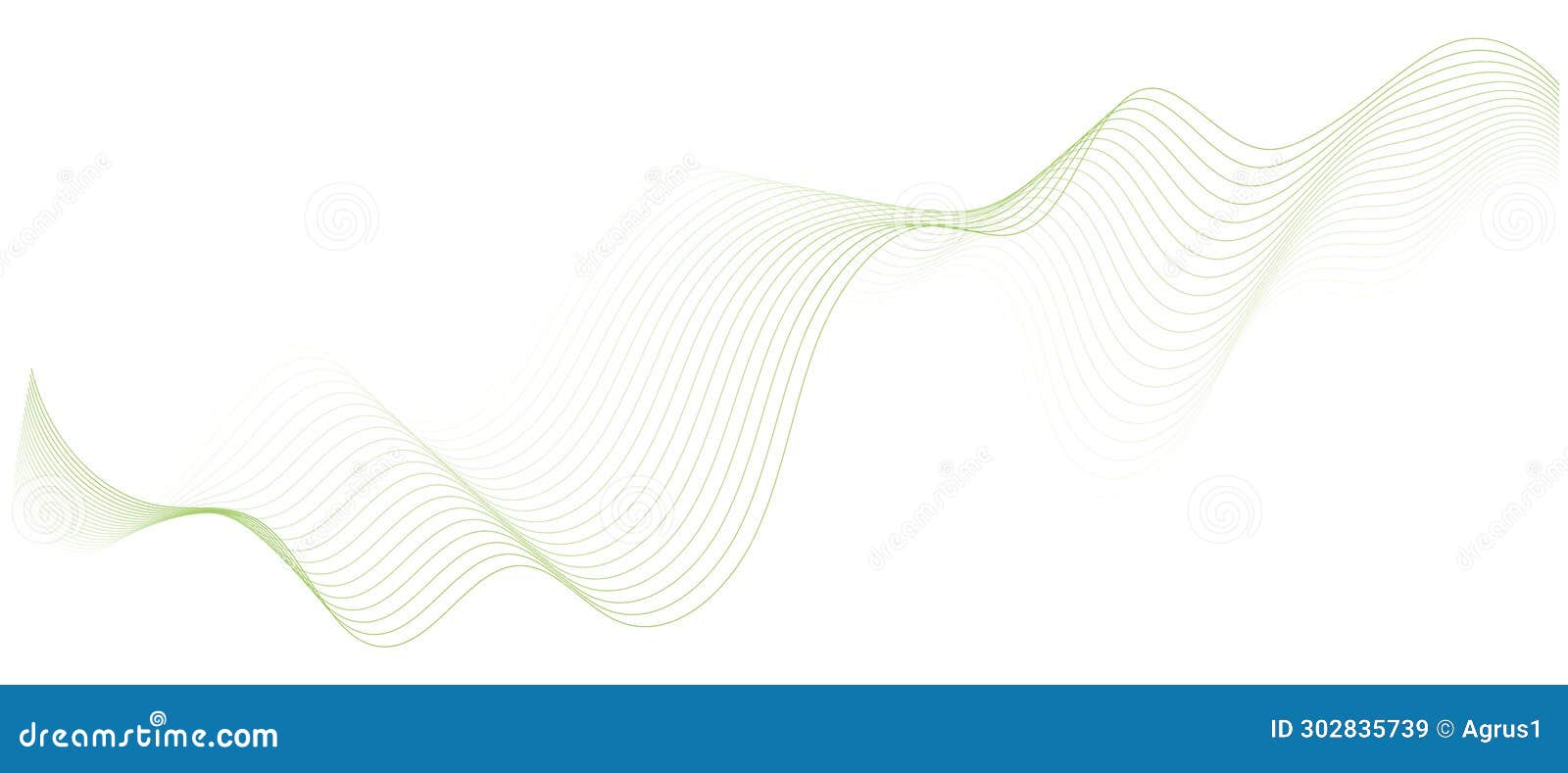 Abstract Vector Illustration of Green Colored Wave Lines - Vector ...