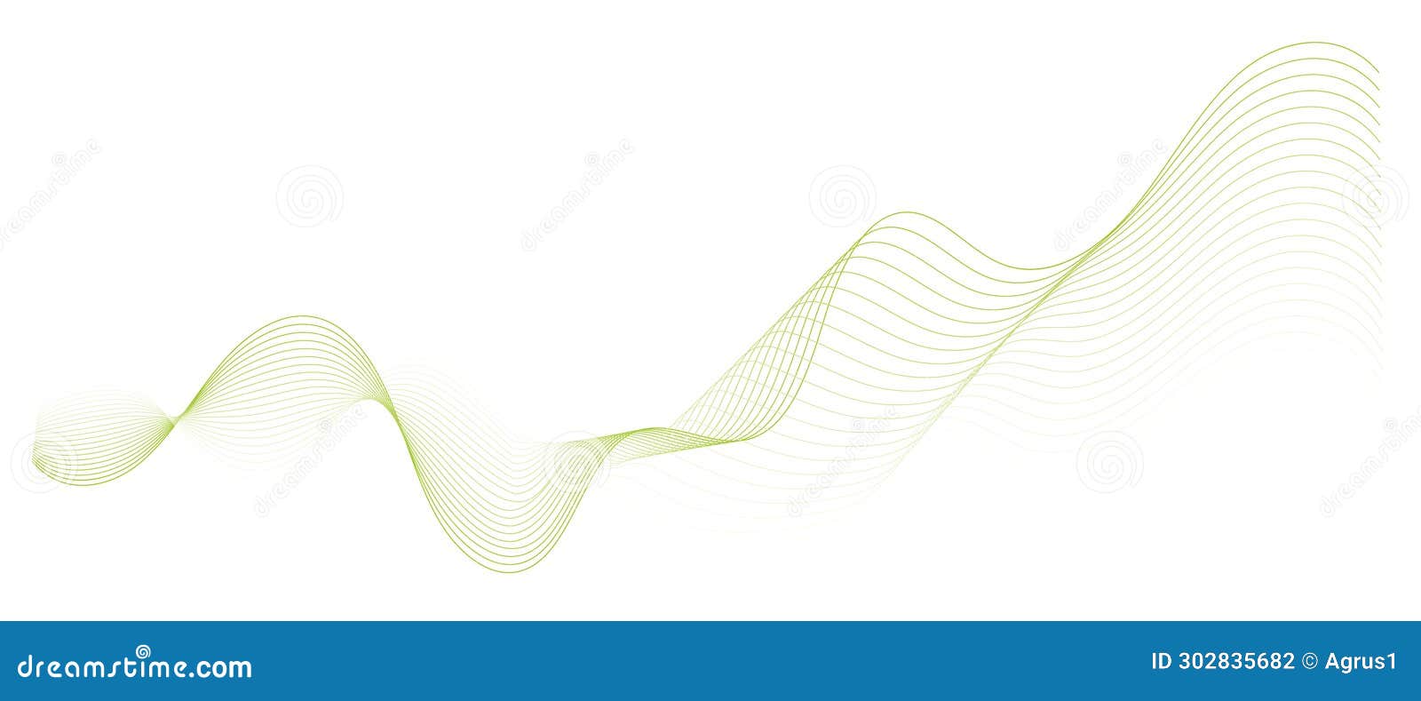 Abstract Vector Illustration of Green Colored Wave Lines - Vector ...