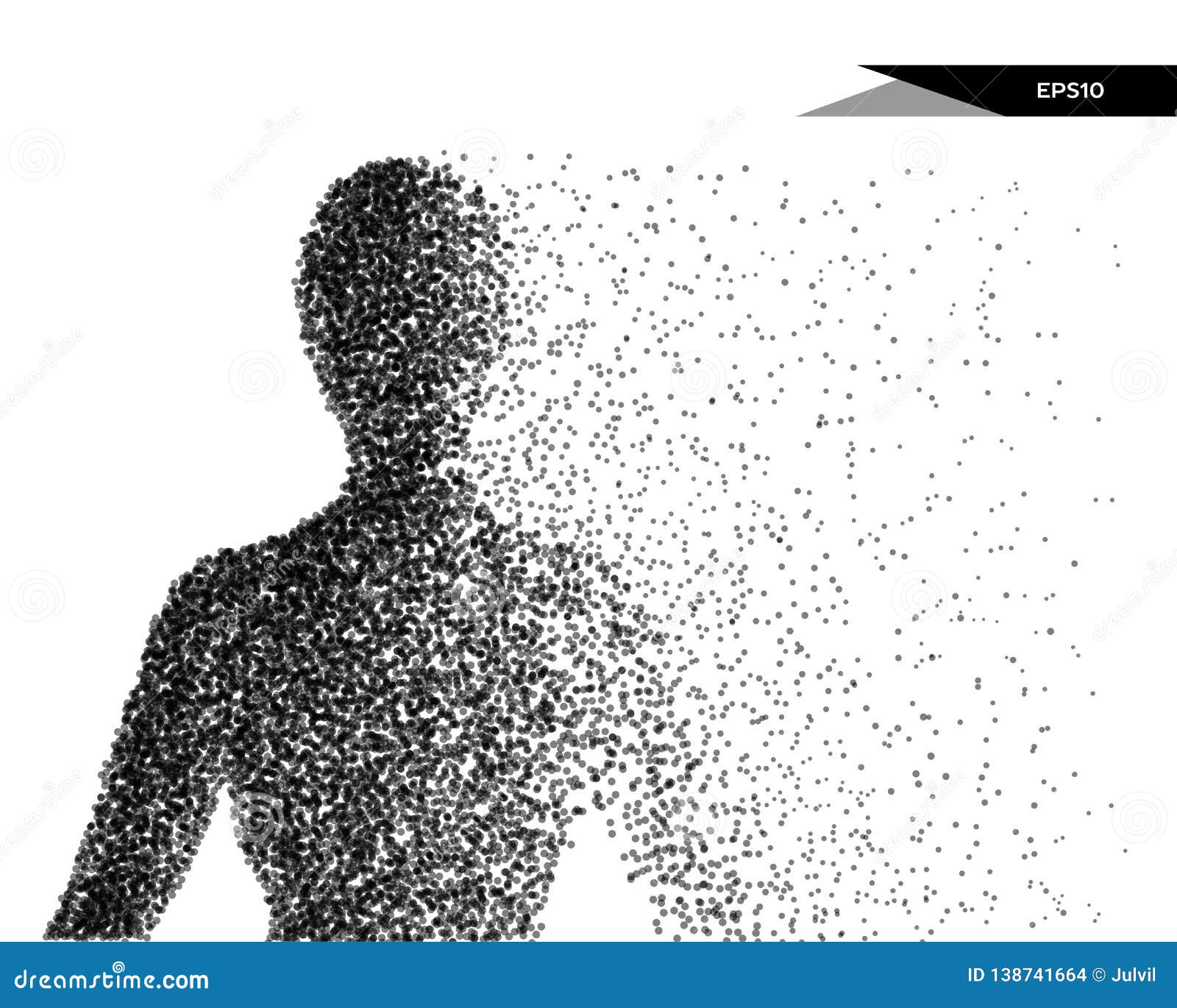 Abstract Vector Illustration of Human Bust in the Form of Dots Stock ...