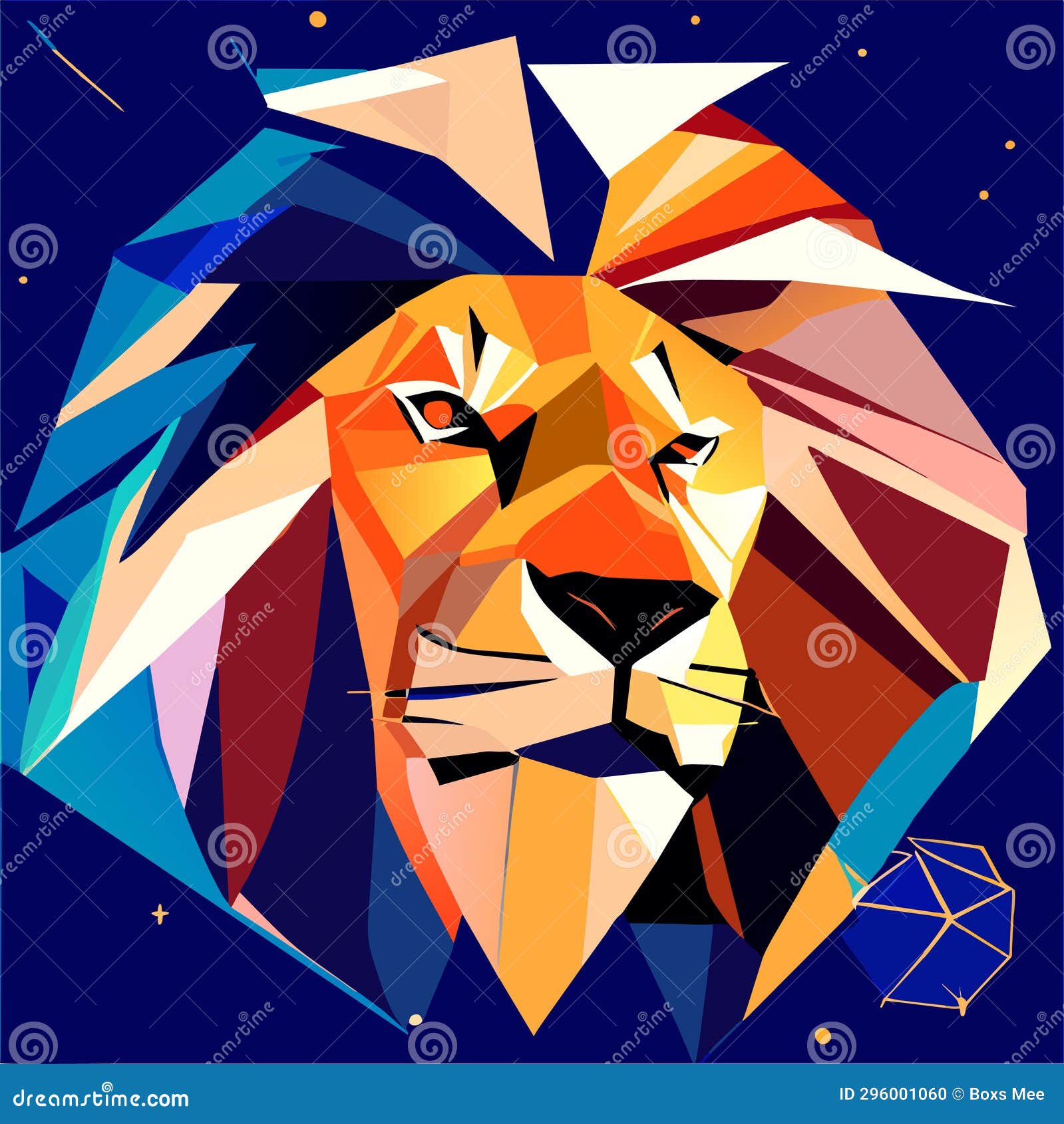 Abstract Vector Illustration of a Lion Head in a Polygonal Style AI ...