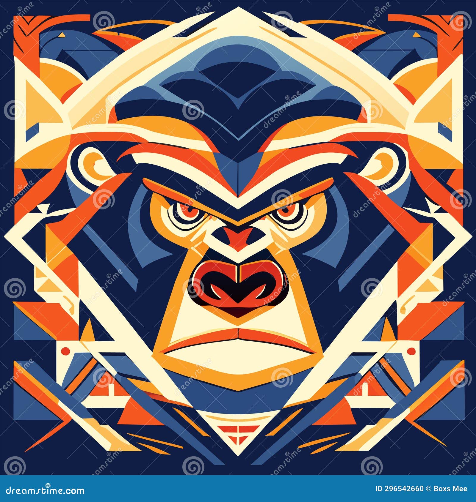 Abstract Vector Illustration of a Monkey in the Style of the 80s ...