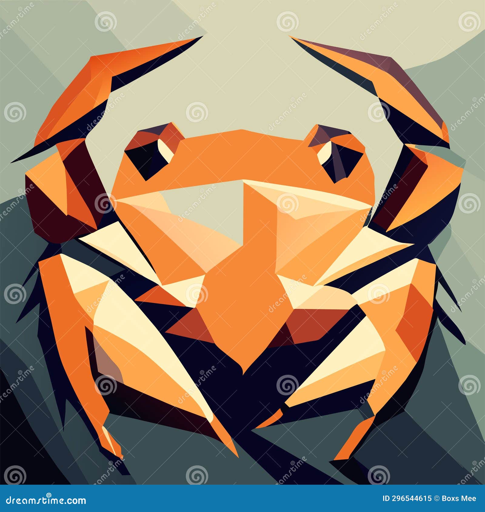 Abstract Vector Illustration of Polygonal Crab in Low Poly Style. AI ...