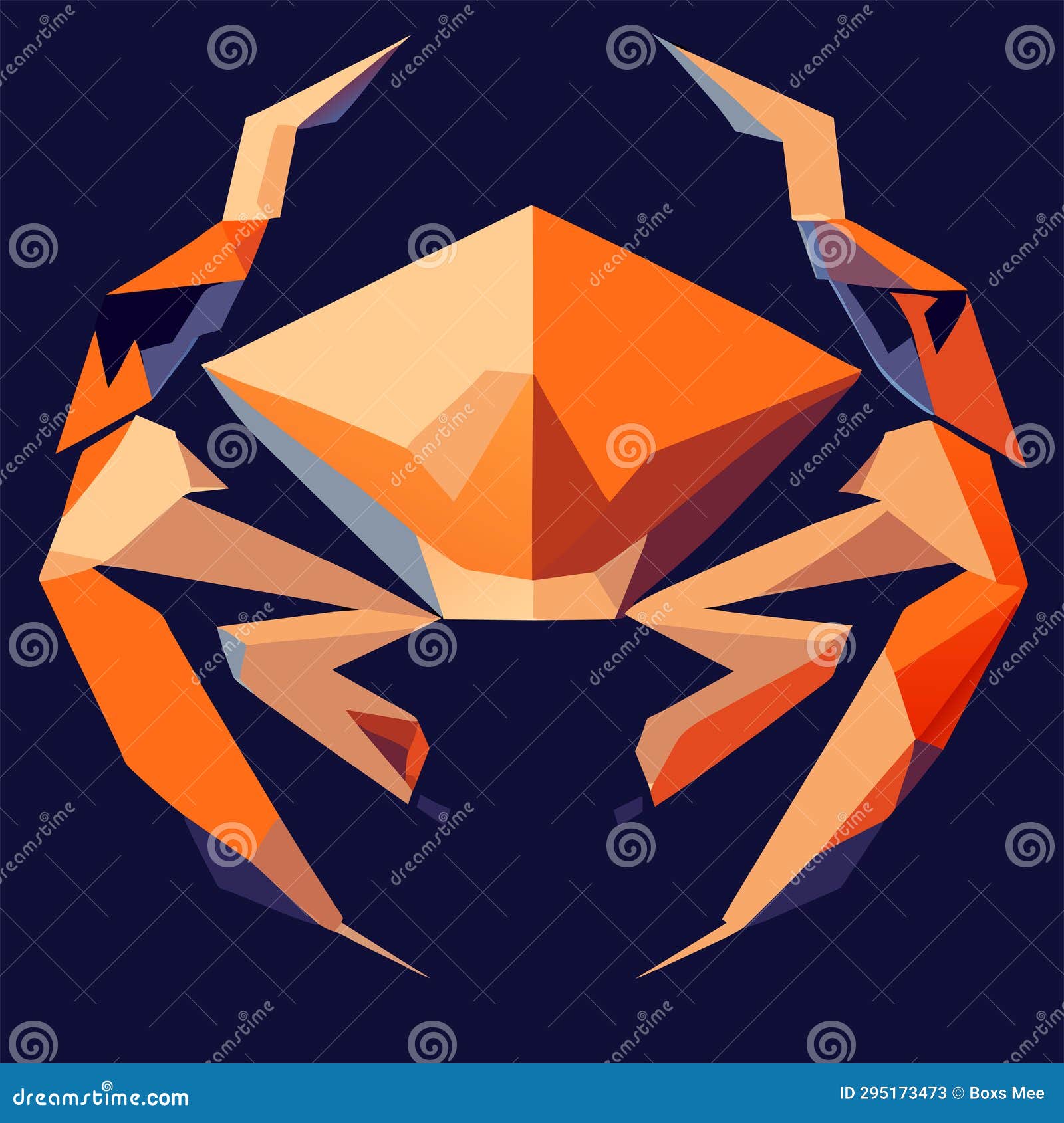 Abstract Vector Illustration of Polygonal Origami Crab. Futuristic Low ...