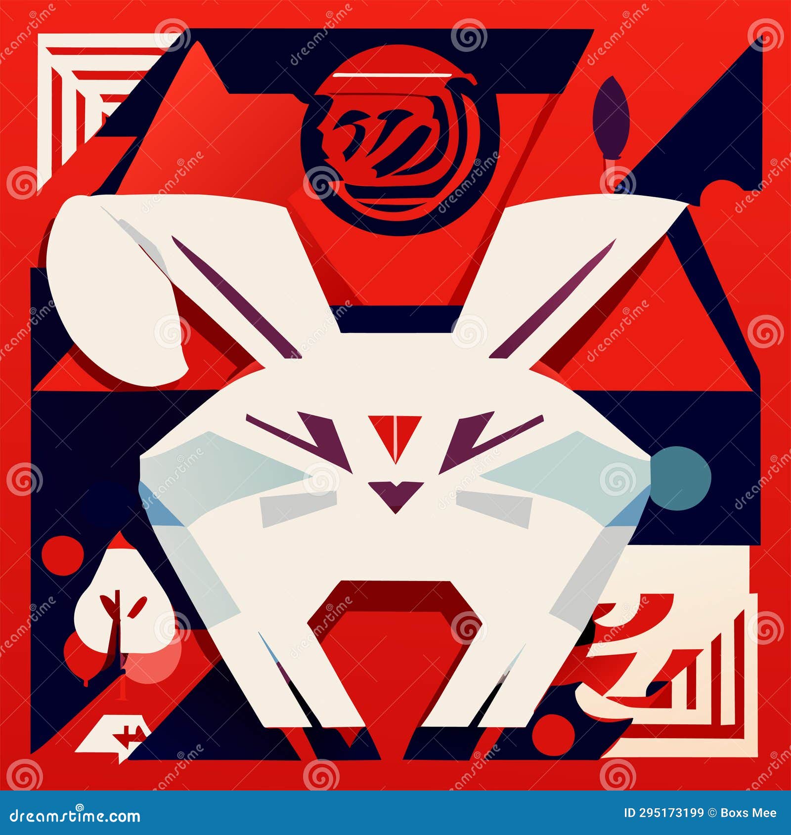 Abstract Vector Illustration of a Rabbit Head in the Style of the 20th ...