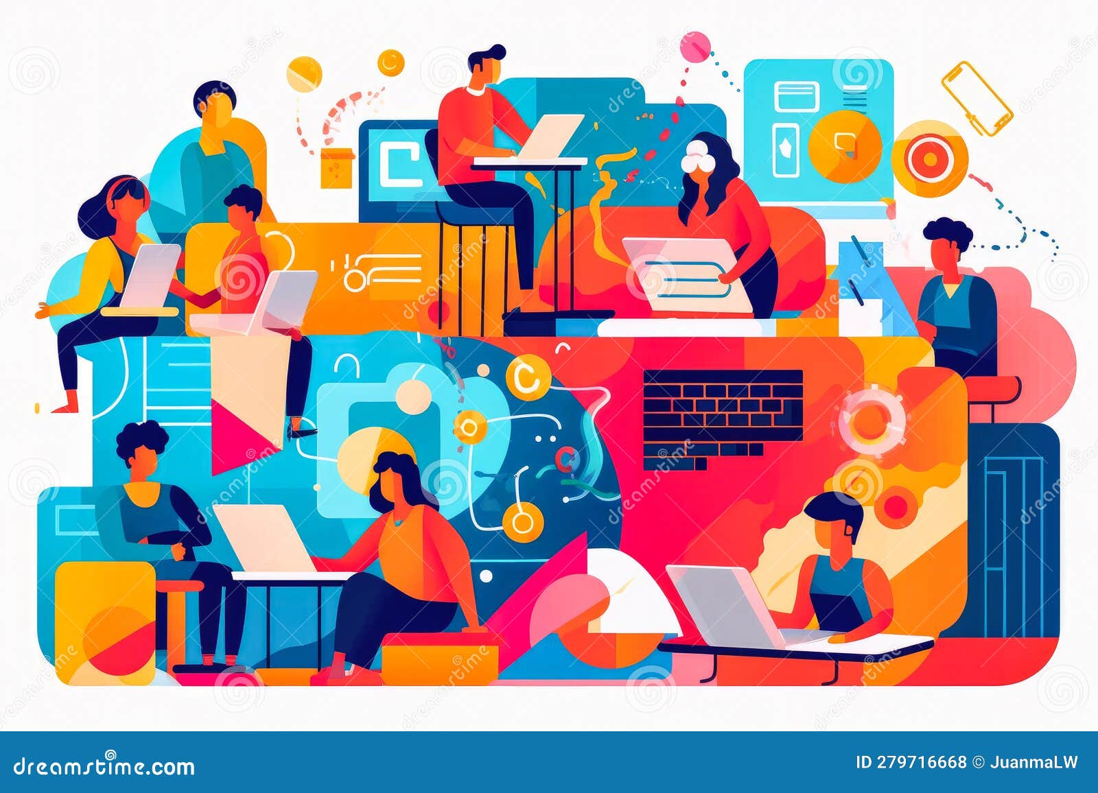 Abstract Vector Illustration Representing the Workflow and Benefits of ...