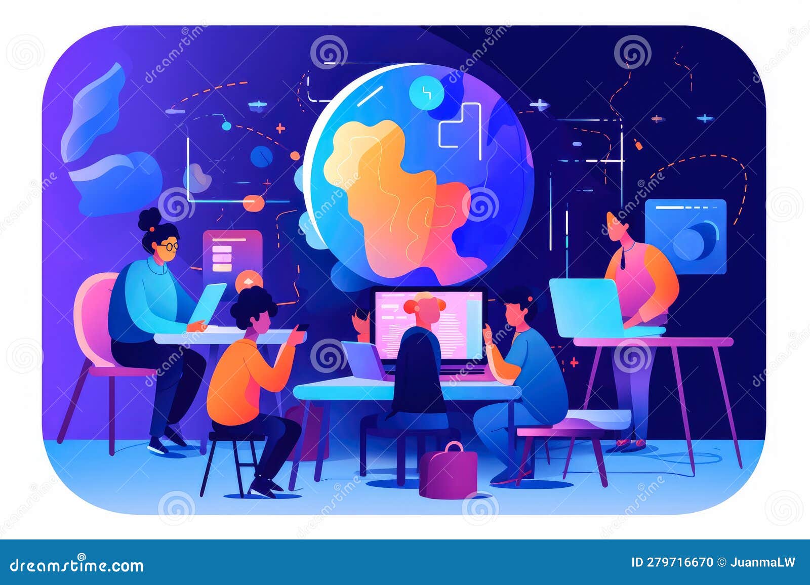 Abstract Vector Illustration Representing the Workflow and Benefits of ...