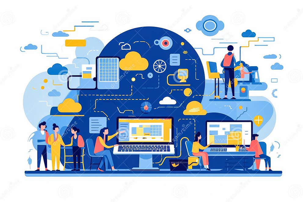 Abstract Vector Illustration Representing the Workflow and Benefits of Edtech or E Learning ...