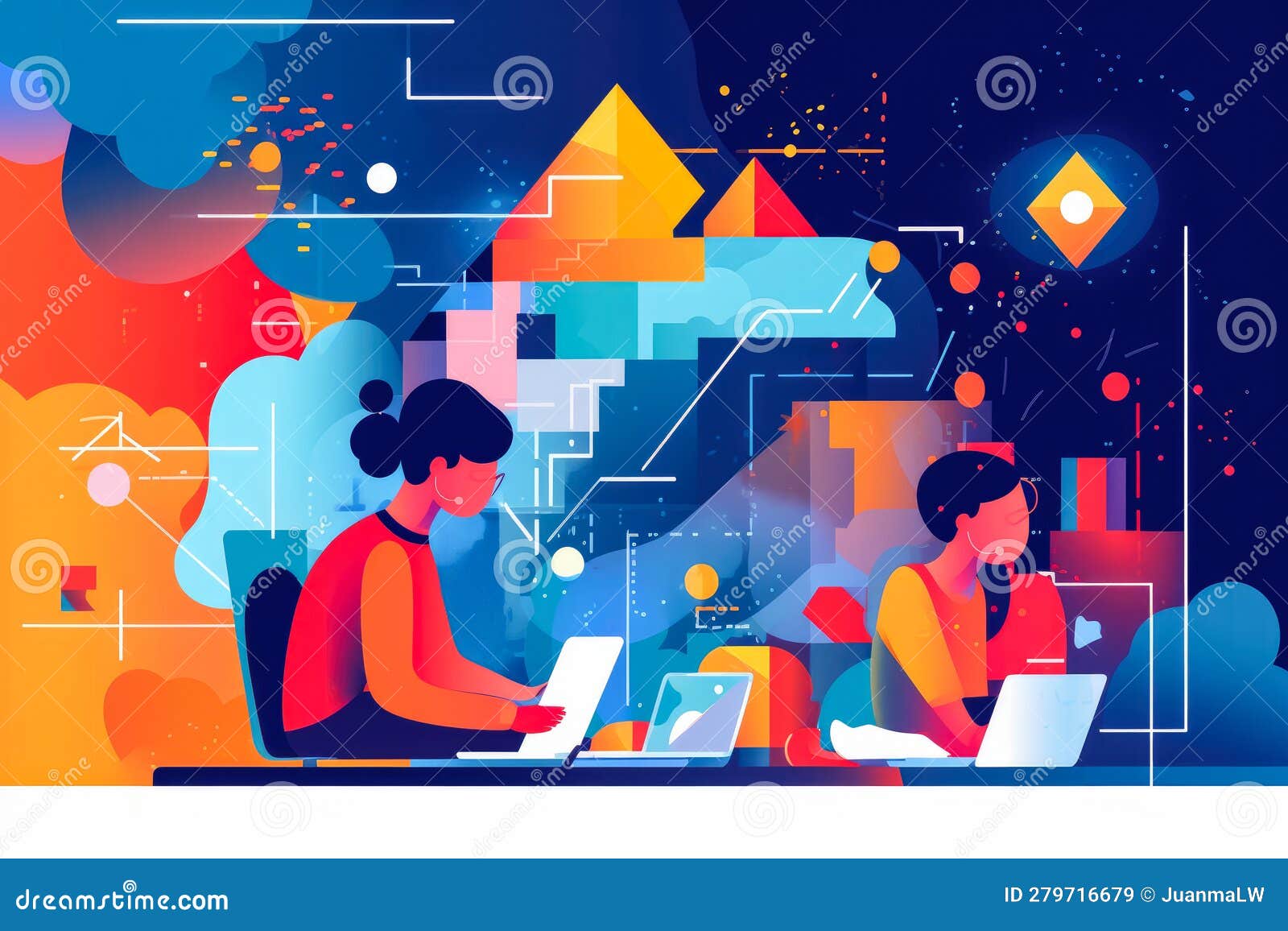 Abstract Vector Illustration Representing the Workflow and Benefits of Edtech or E Learning ...
