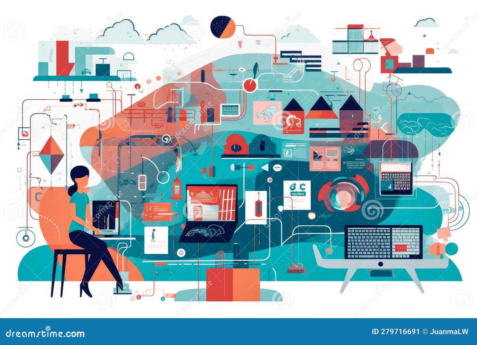 Abstract Vector Illustration Representing the Workflow and Benefits of ...