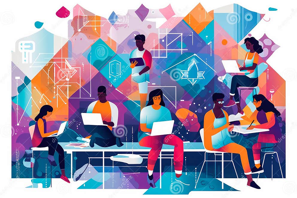 Abstract Vector Illustration Representing the Workflow and Benefits of Edtech or E Learning ...