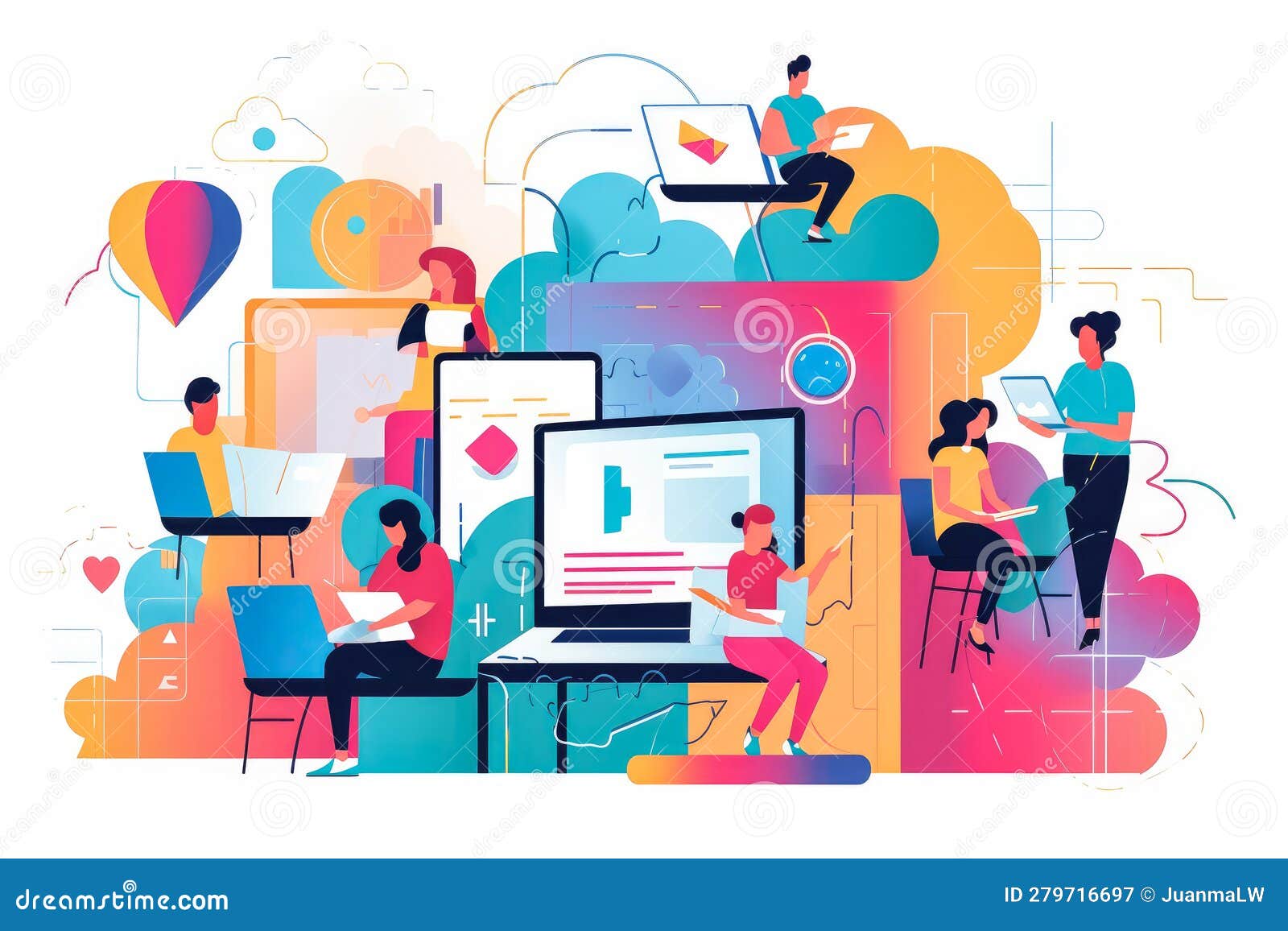 Abstract Vector Illustration Representing the Workflow and Benefits of Edtech or E Learning ...