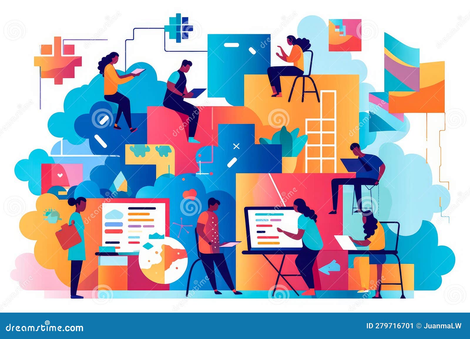 Abstract Vector Illustration Representing the Workflow and Benefits of ...