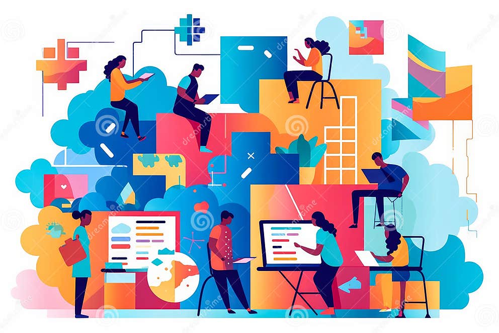 Abstract Vector Illustration Representing the Workflow and Benefits of ...