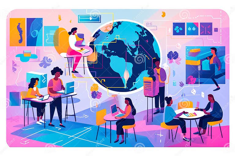 Abstract Vector Illustration Representing the Workflow and Benefits of Edtech or E Learning ...