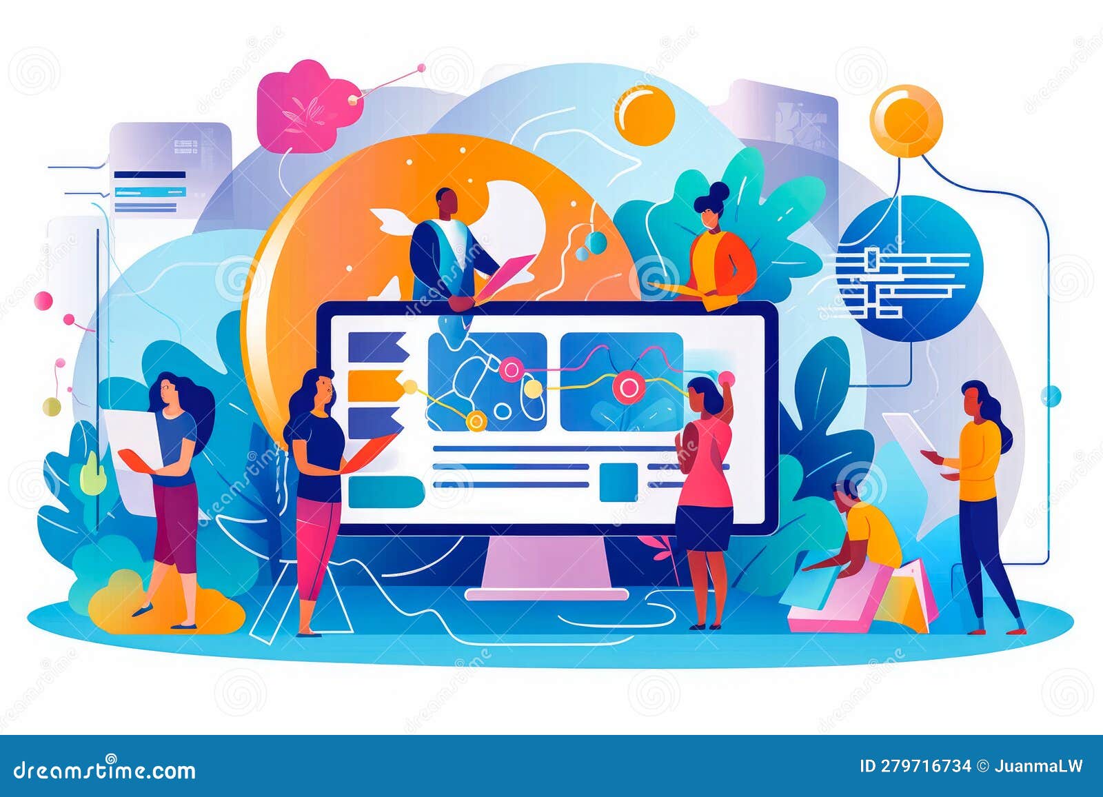 Abstract Vector Illustration Representing the Workflow and Benefits of Edtech or E Learning ...