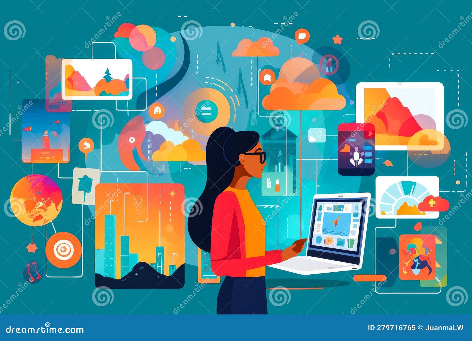 Abstract Vector Illustration Representing the Workflow and Benefits of Edtech or E Learning ...