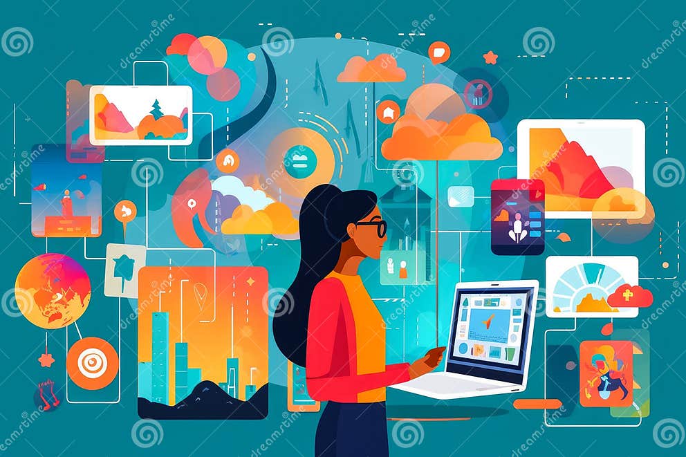 Abstract Vector Illustration Representing the Workflow and Benefits of Edtech or E Learning ...