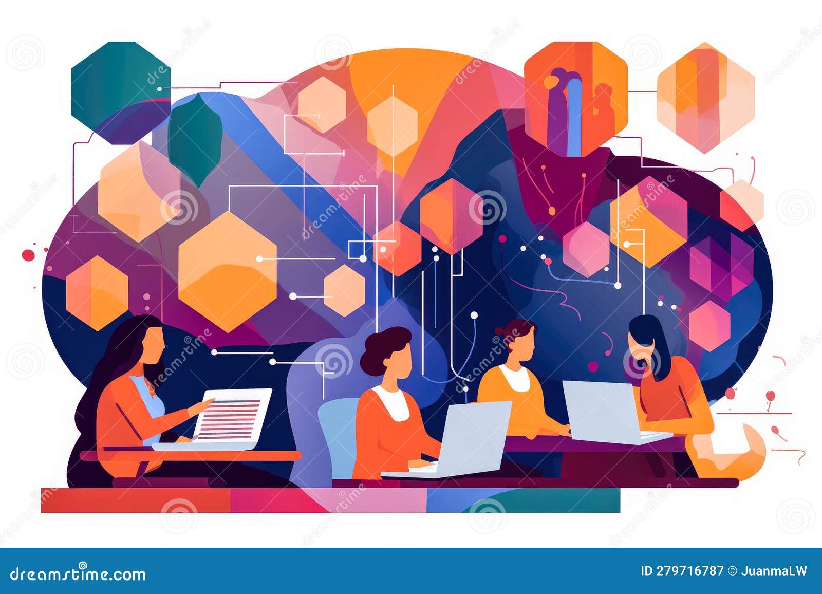 Abstract Vector Illustration Representing the Workflow and Benefits of Edtech or E Learning ...