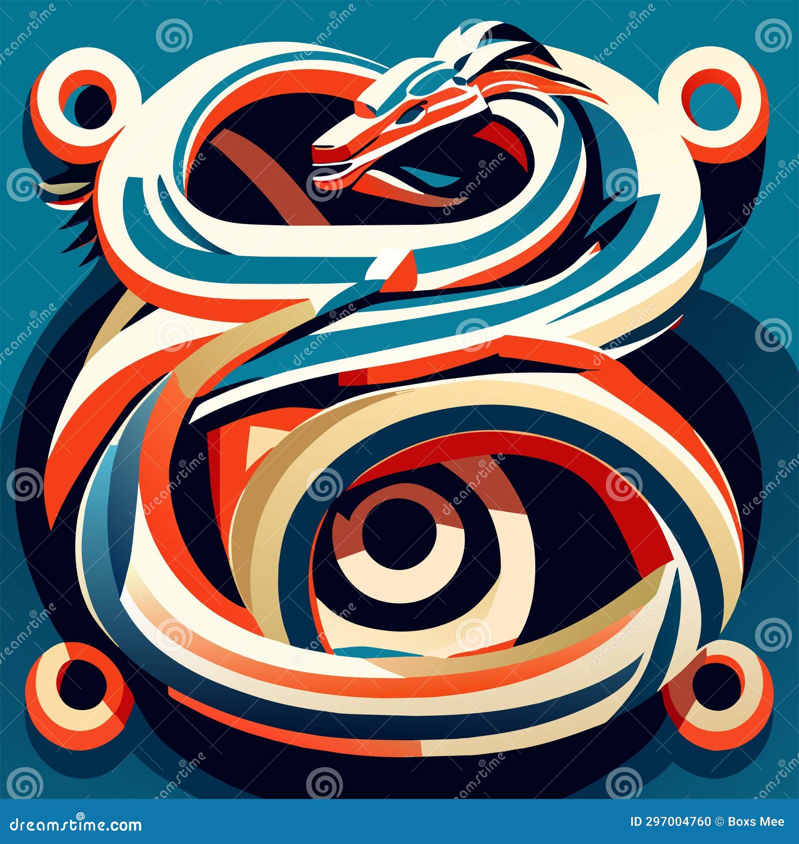 Snake In A Spiral Hand Drawn Illustration Logotype Cartoon Vector ...