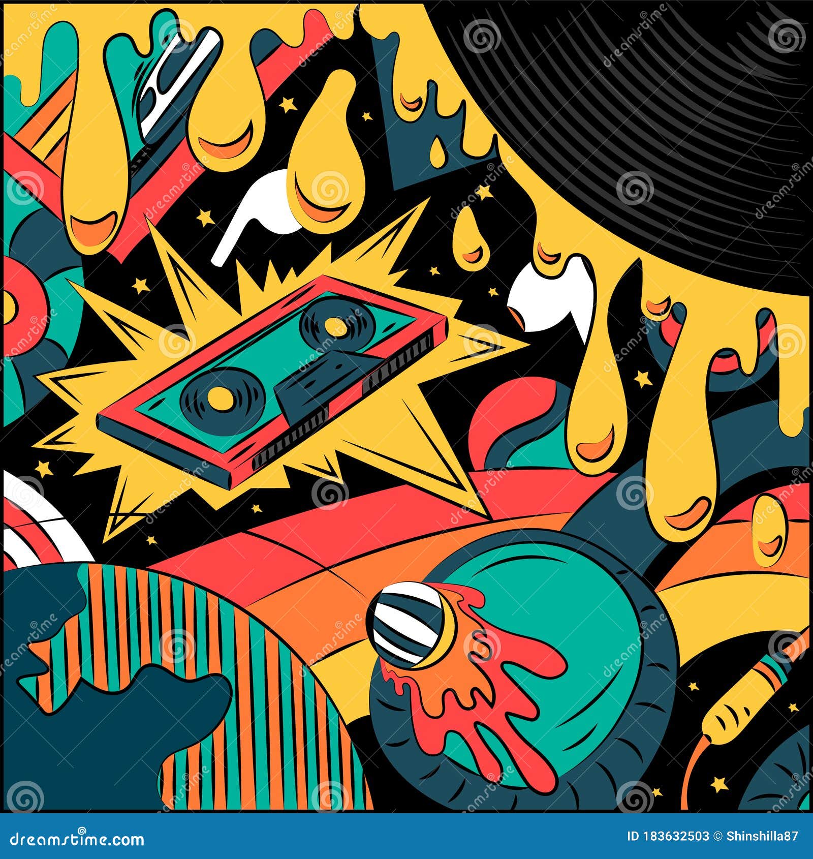 Abstract Vector Illustration on the Theme of Music. Surrealistic ...