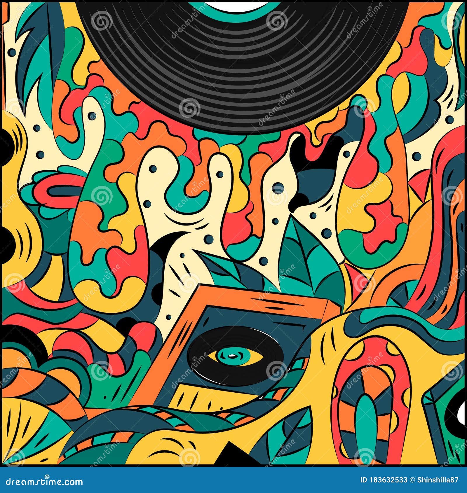 Abstract Vector Illustration on the Theme of Music. Surrealistic ...