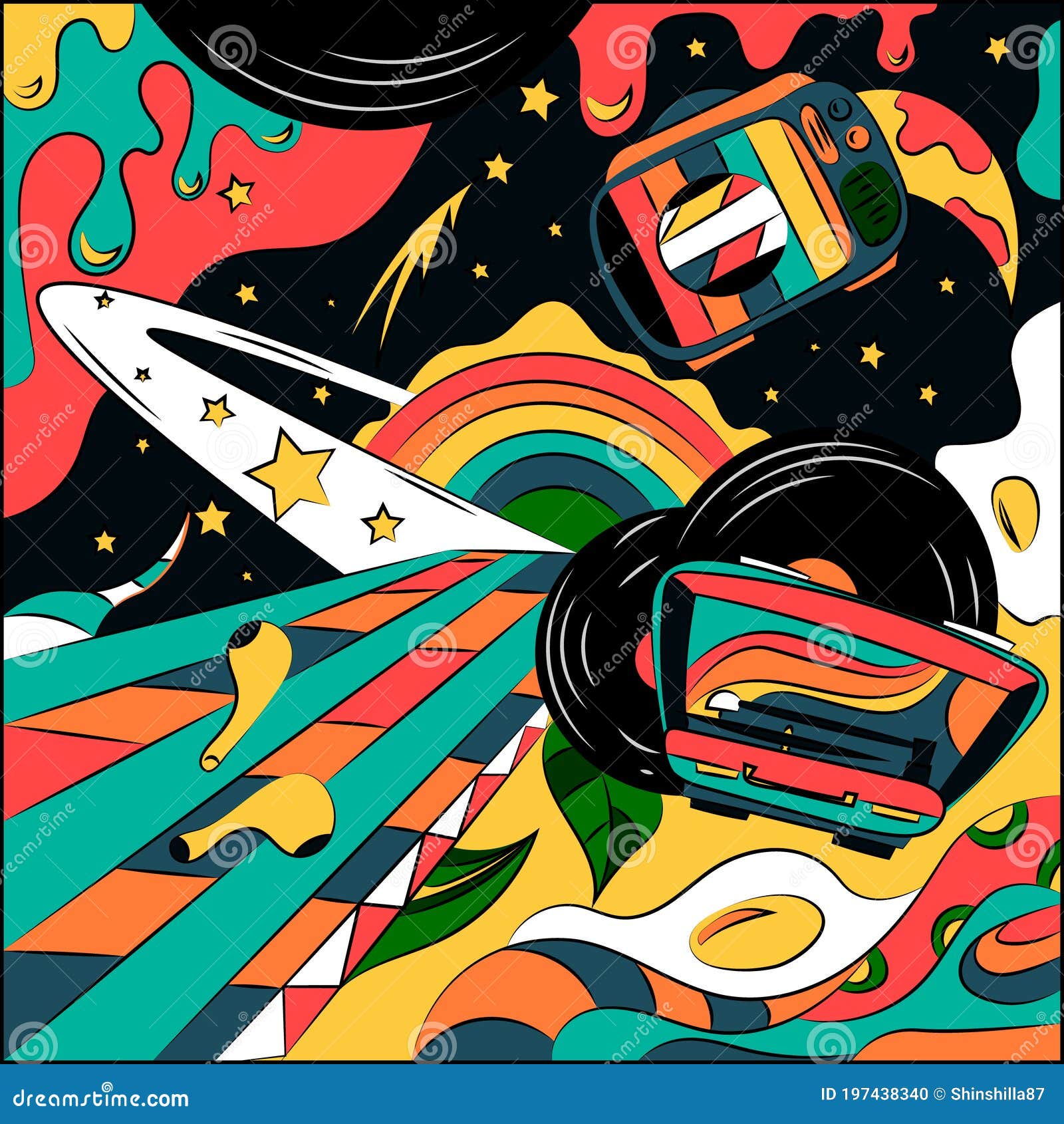 Abstract Vector Illustration on the Theme of Music. Surrealistic ...