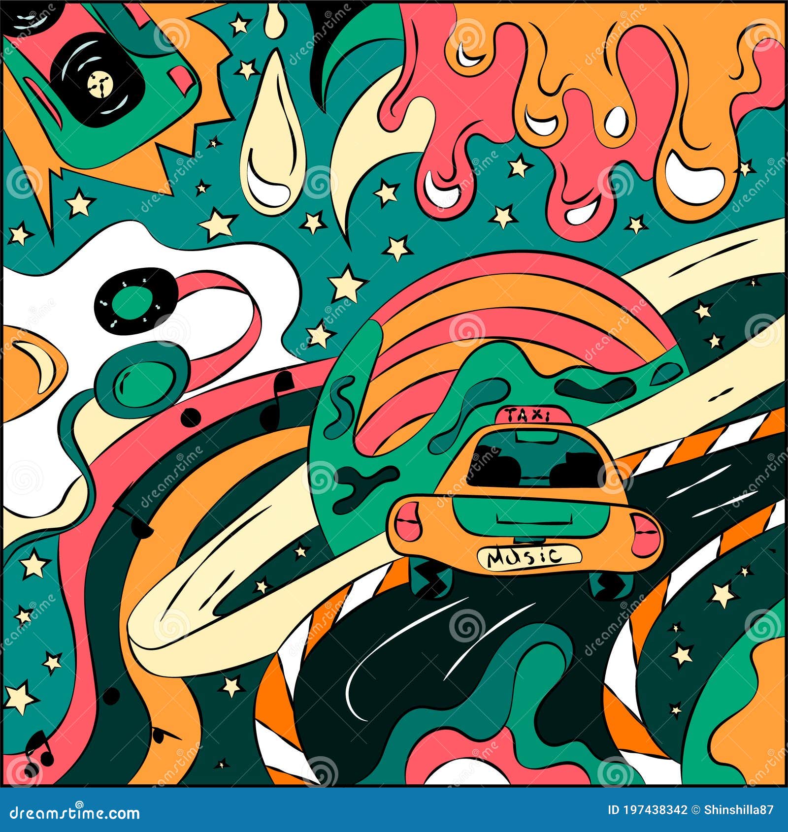 Abstract Vector Illustration on the Theme of Music. Surrealistic ...