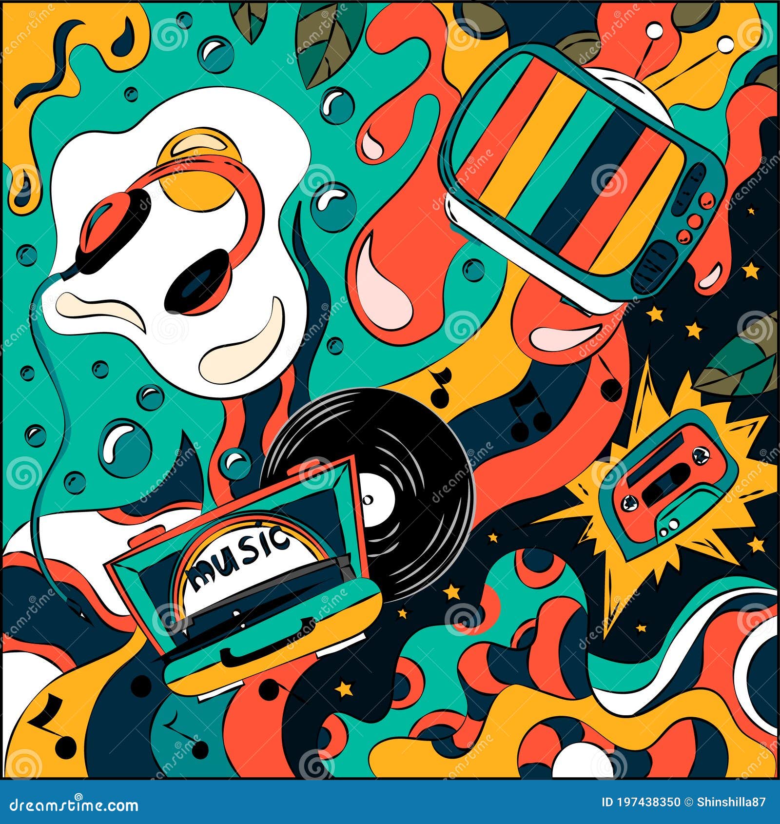 Abstract Vector Illustration on the Theme of Music. Surrealistic ...