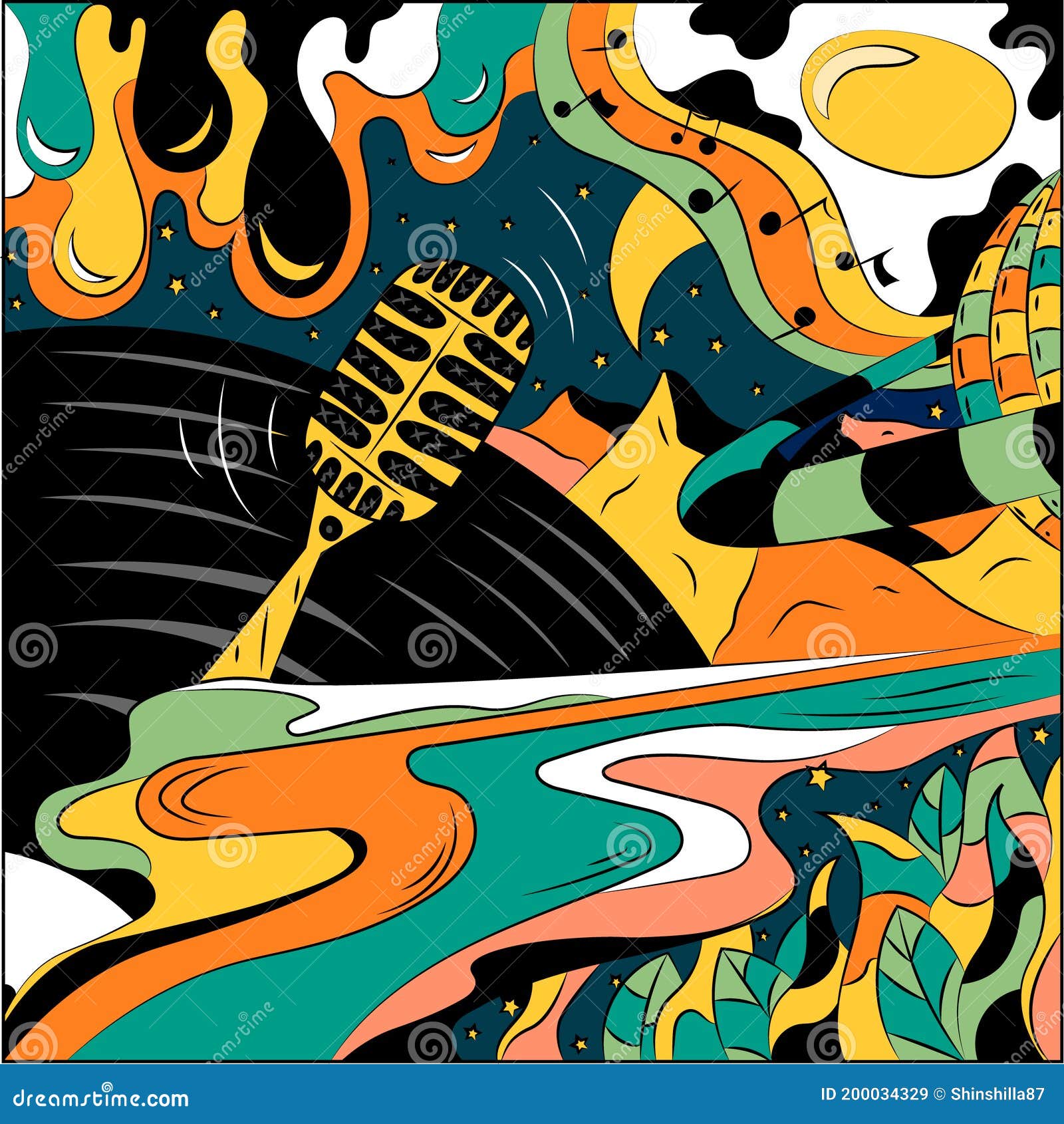 Abstract Vector Illustration on the Theme of Music. Surrealistic ...