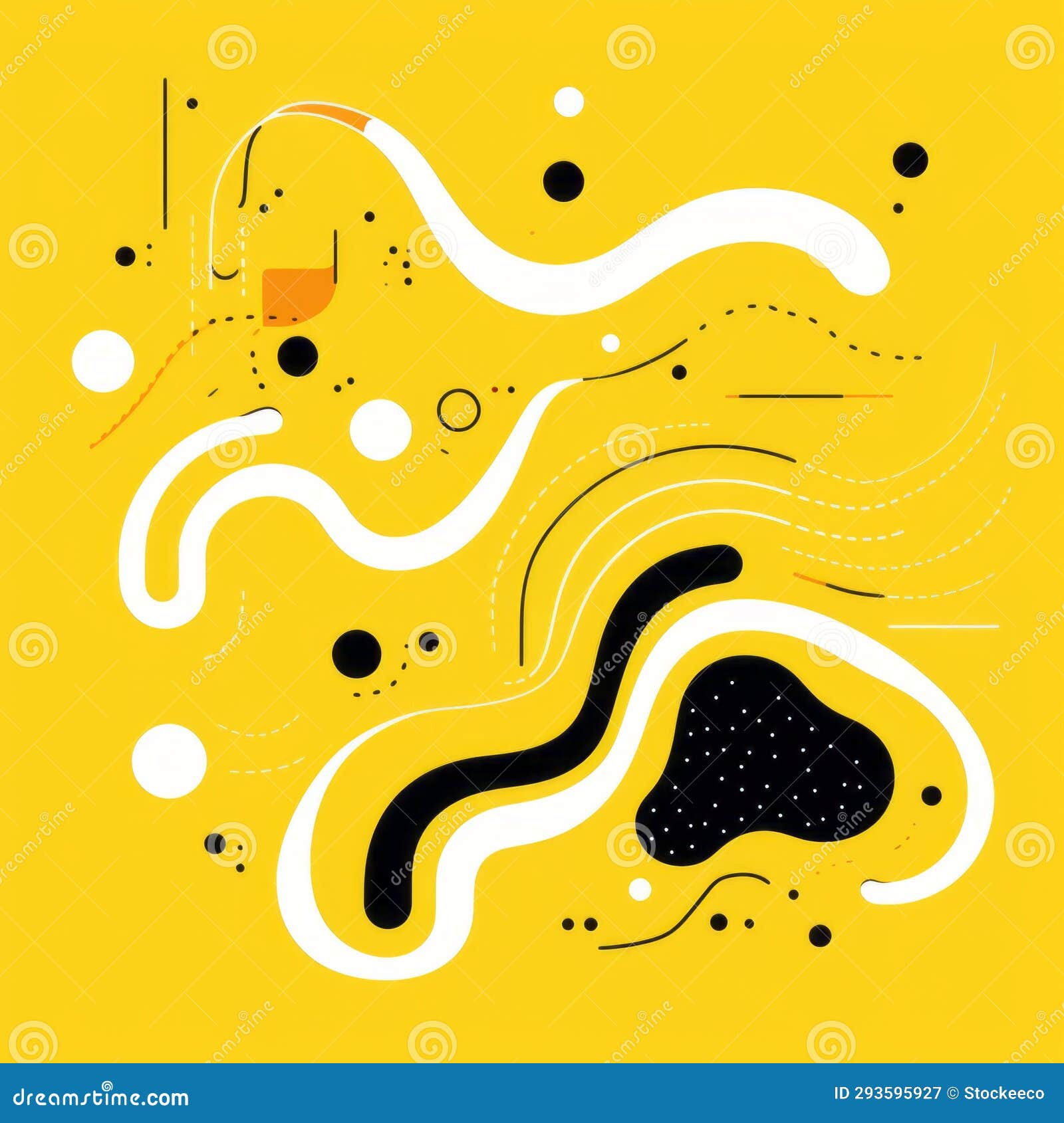 Abstract Vector Illustration with Whimsical Elements on Yellow ...