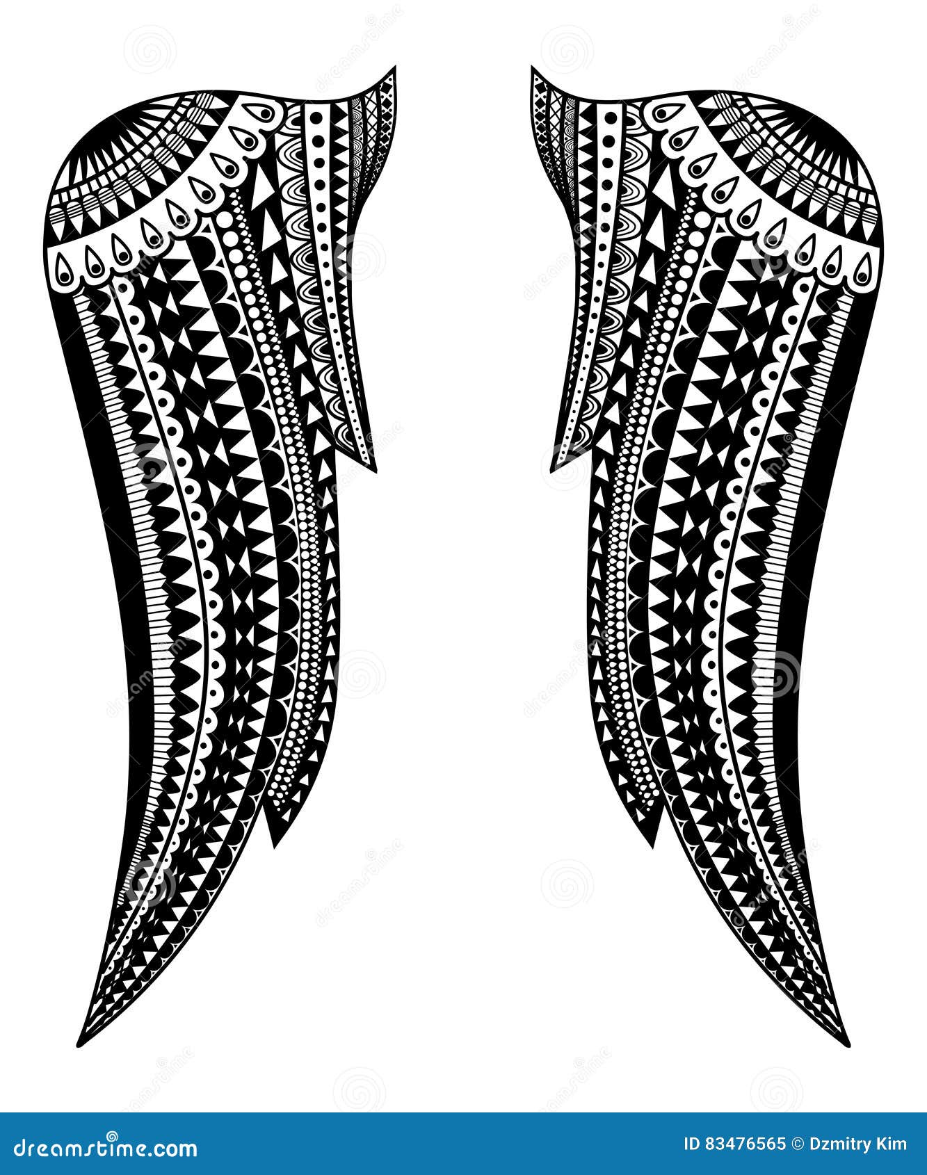 Abstract Vector Illustration Wings Tattoo Black White Stock Vector ...