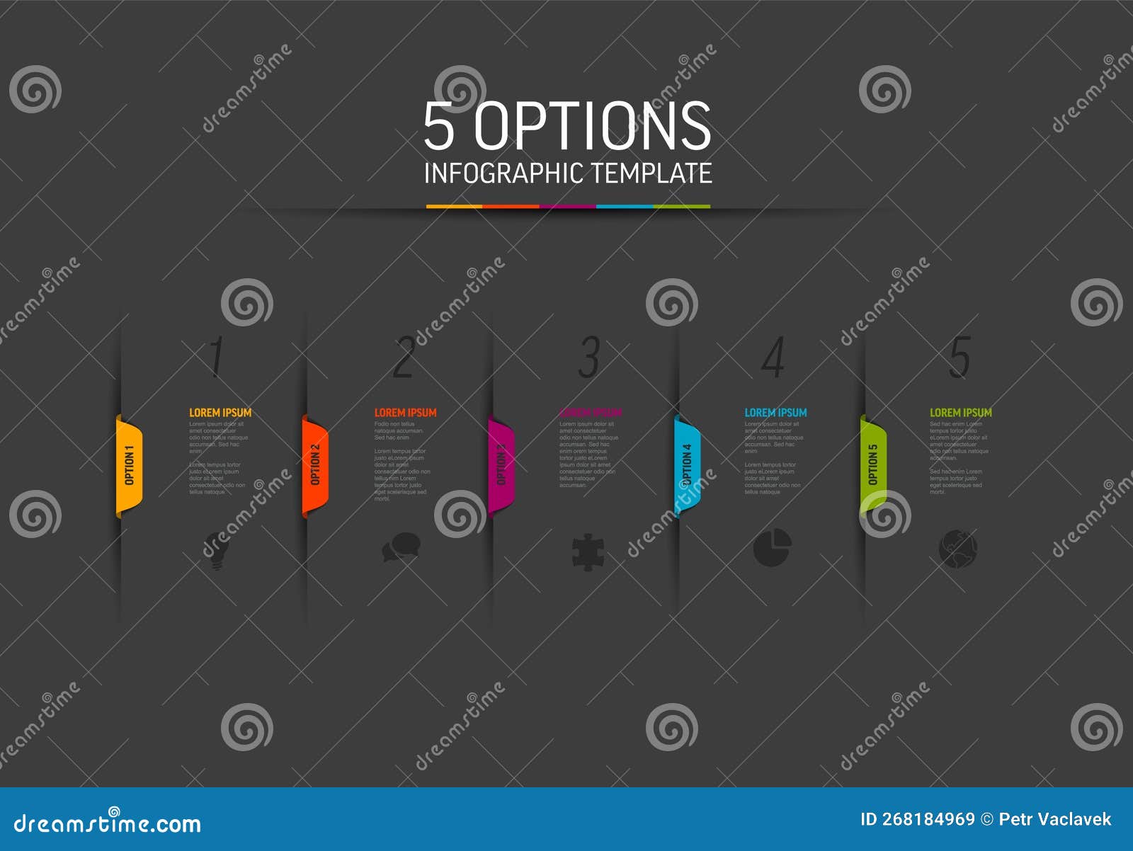 Abstract Vector Infographic Template with Five Sections Stock Vector ...