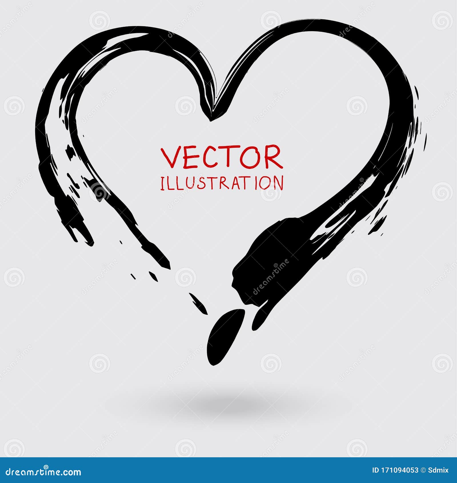 Abstract Vector Ink Heart. Painted with a Brush Stock Vector ...