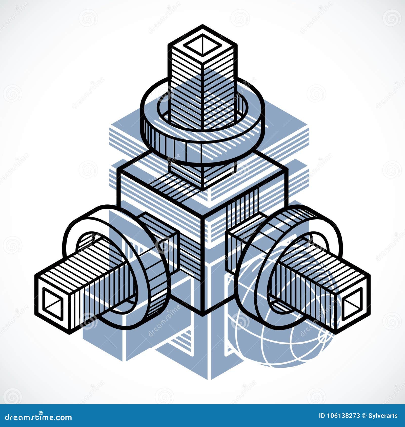 Abstract Vector Isometric Dimensional Shape Made Using Geometric Stock ...