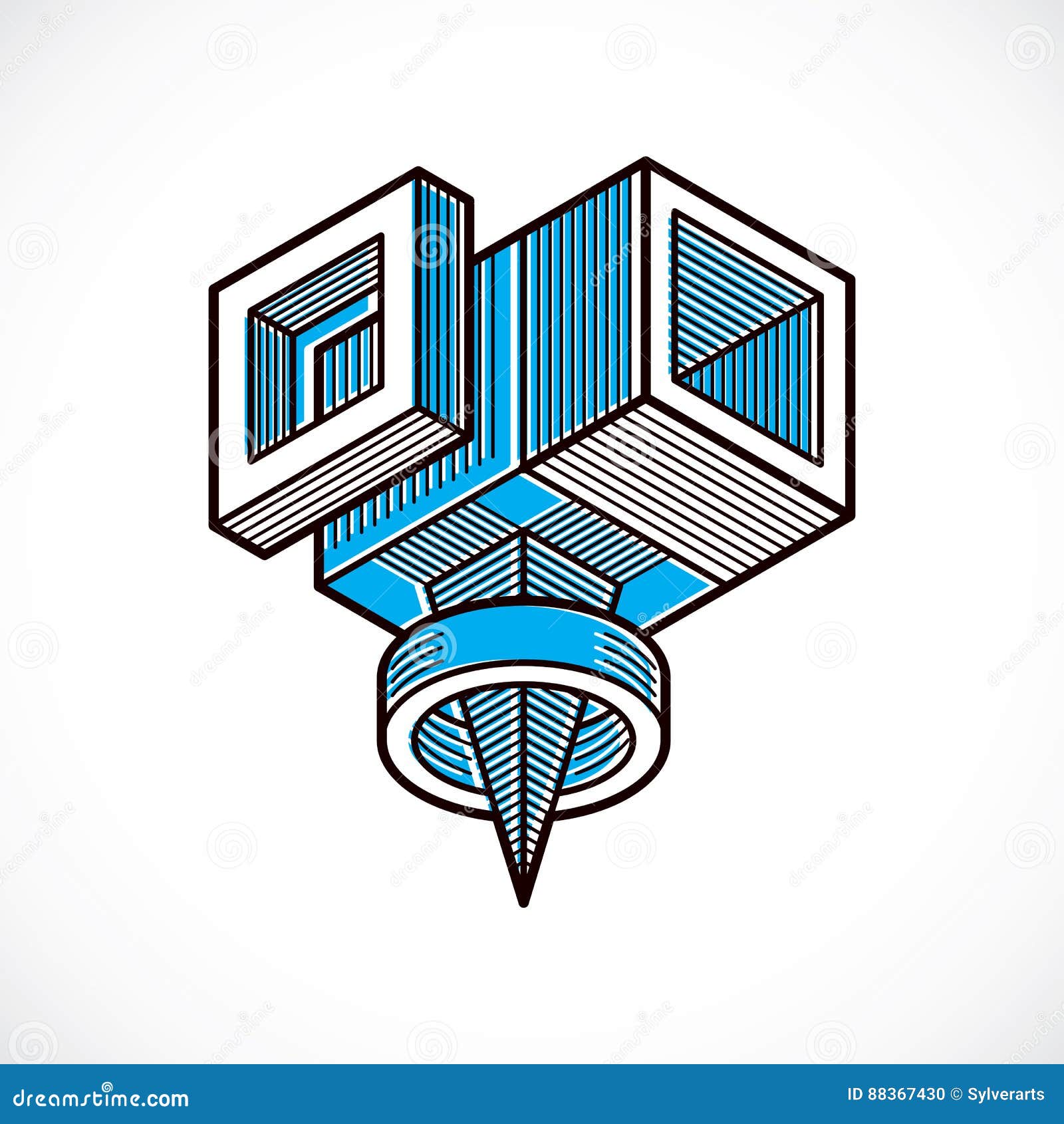 Abstract Vector Isometric Dimensional Shape Made Using Geometric Stock ...