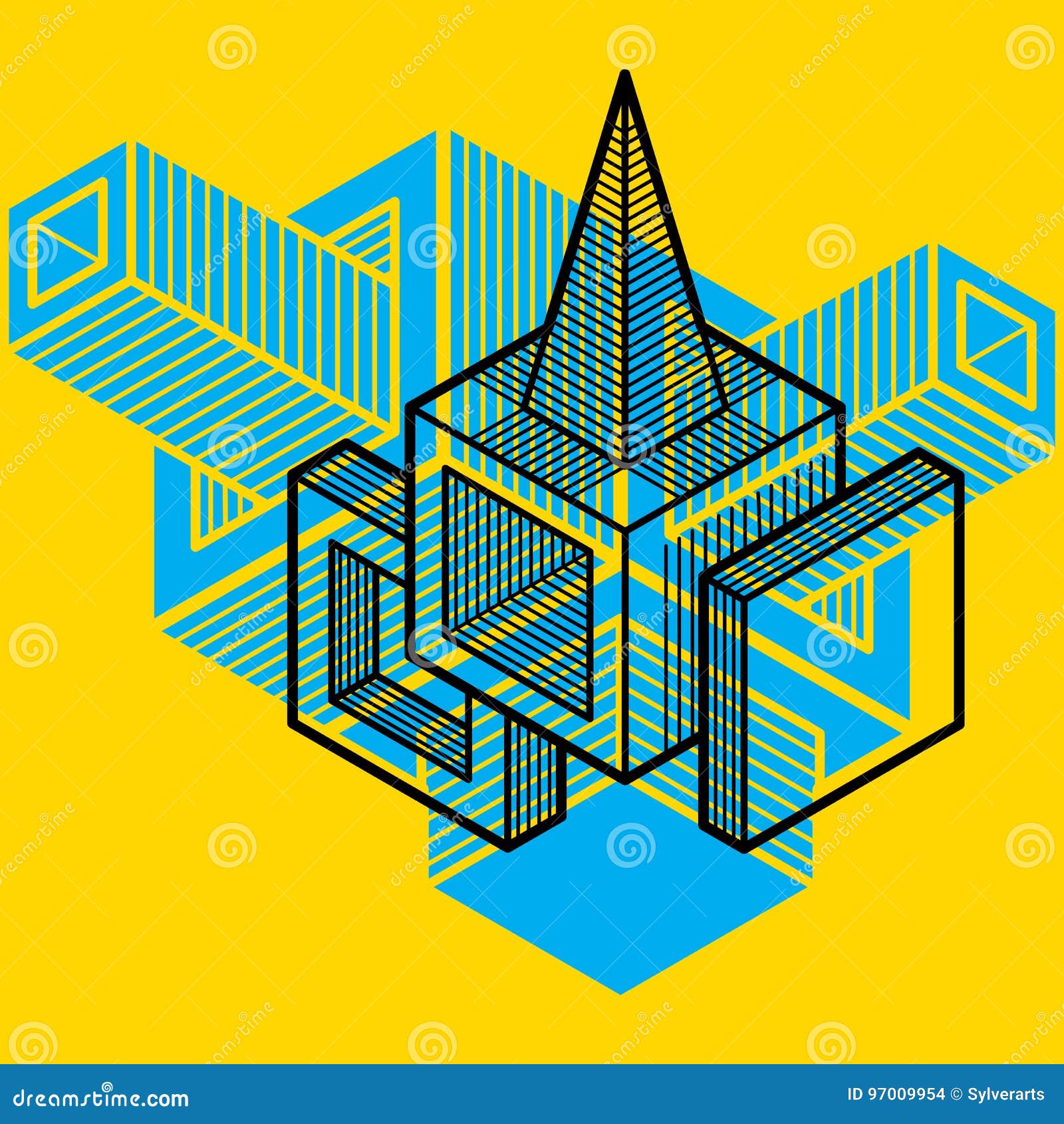 Abstract Vector Isometric Dimensional Shape Made Using Geometric Stock ...