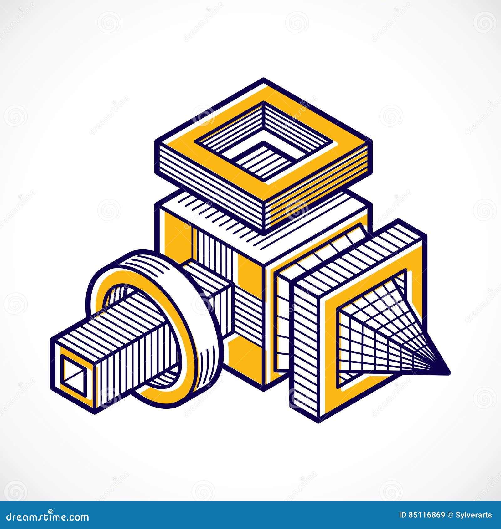 Abstract Vector Isometric Dimensional Shape Made Using Geometric Stock ...