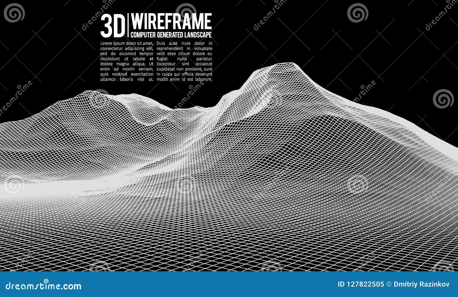 Abstract Vector Landscape Background. Cyberspace Landscape Grid. 3d ...